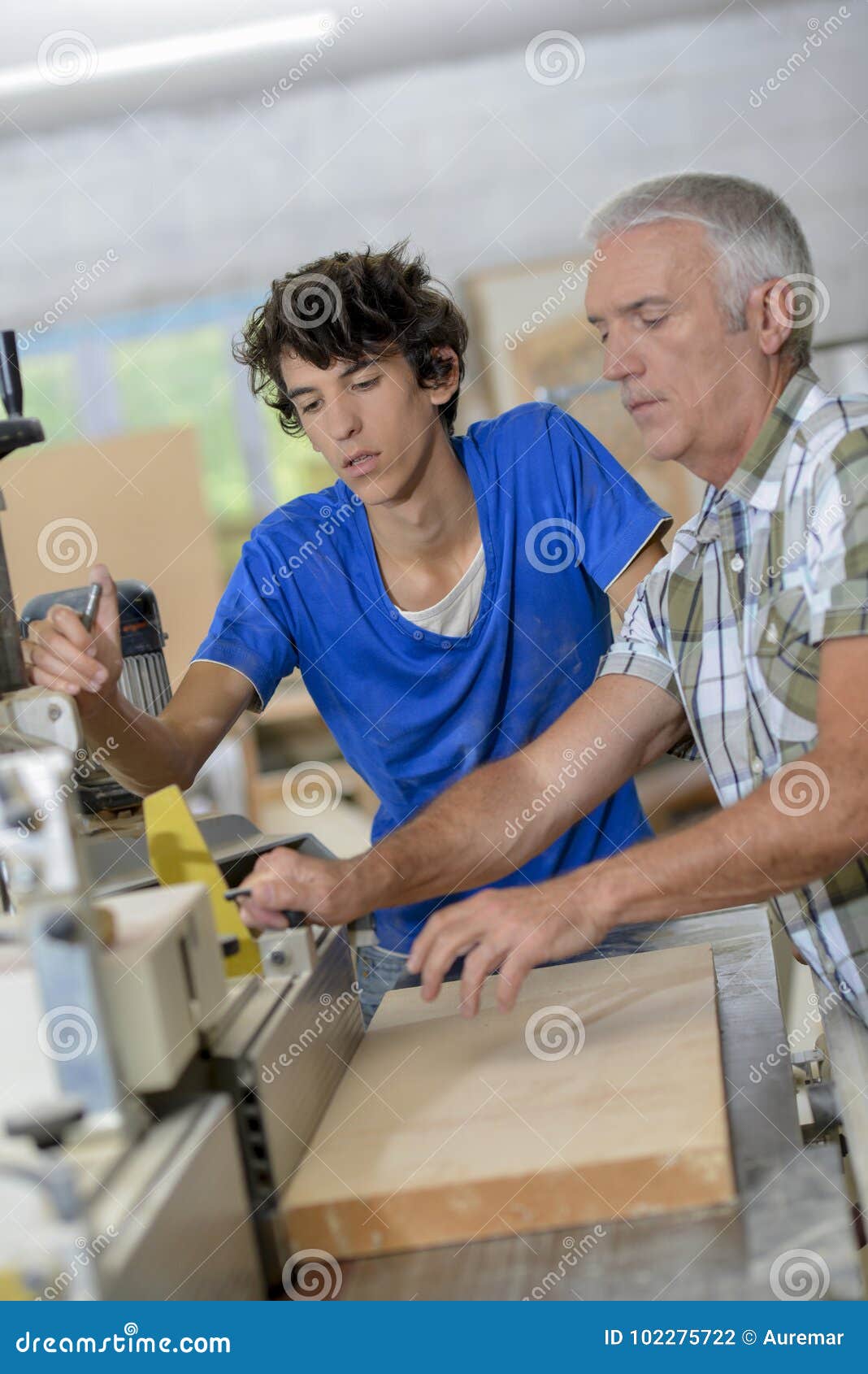 Two Carpenters Using Circular Saw Stock Photo - Image of craft ...