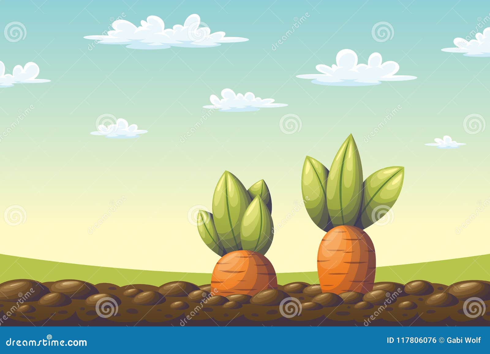 Two Carrots on a Field stock vector. Illustration of farming - 117806076