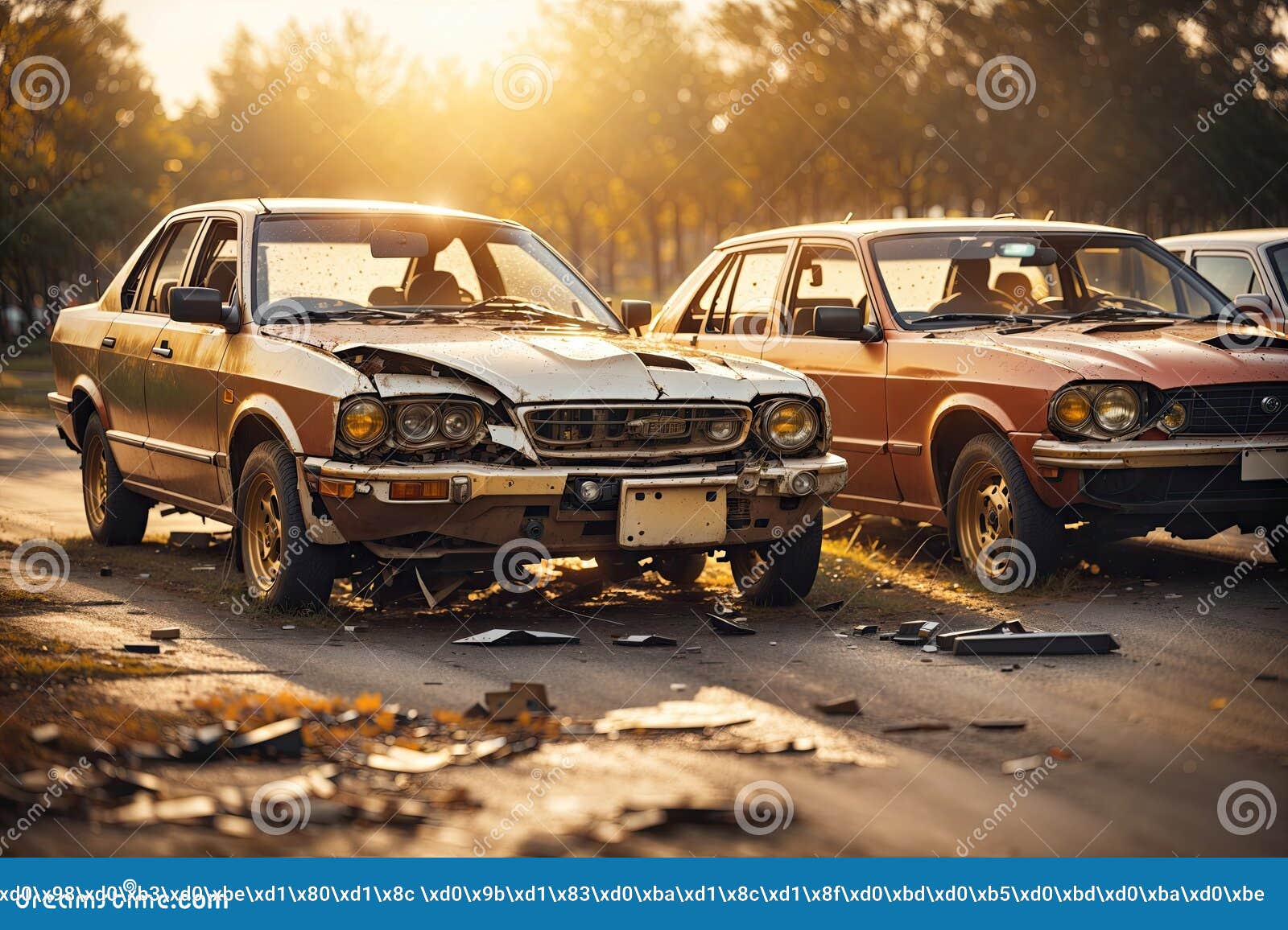 Two Cars Accident Violently Facing Each Other. Ai Generative Stock ...