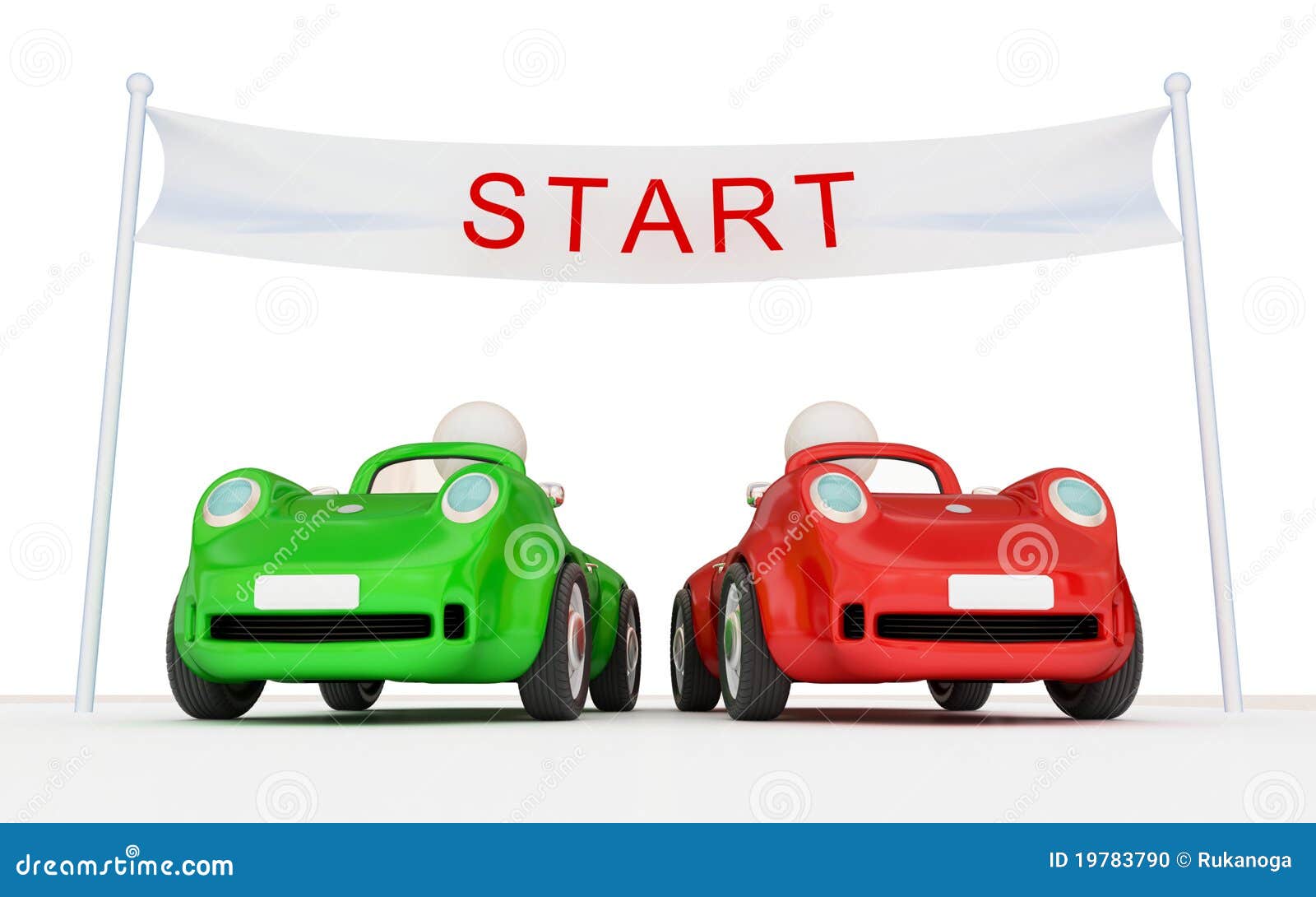 Two Cars on the Beginning of the Road. Stock Illustration ...