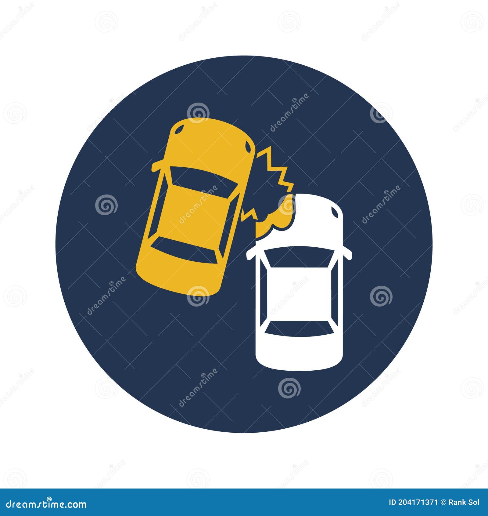 Two Cars Collide Corner Isolated Vector Icon that Can Be Easily ...