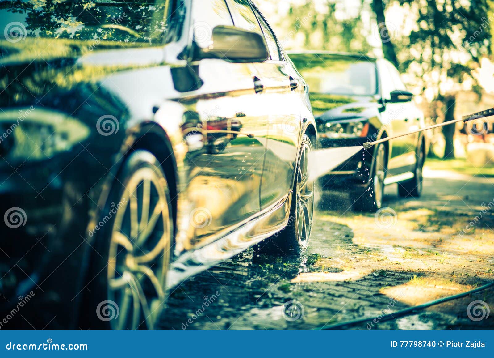Two Cars Washing stock photo. Image of summer, horizontal - 77798740