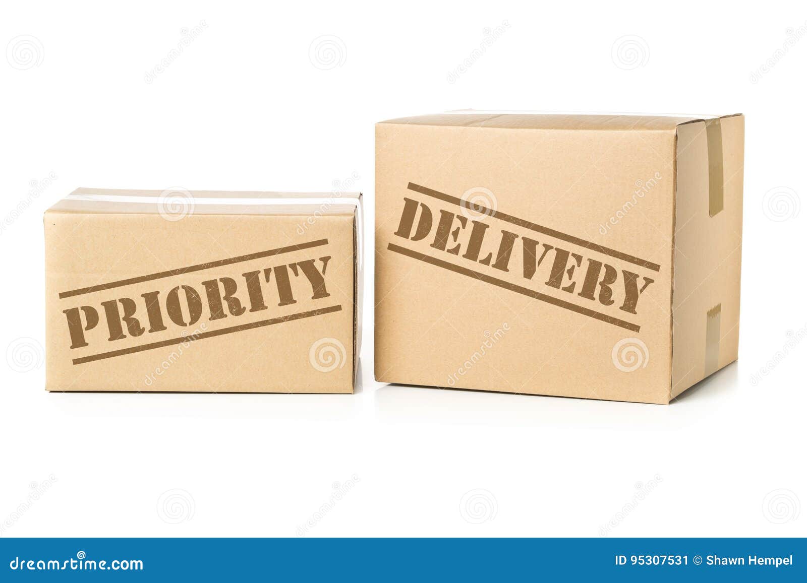 Two Carton Parcels with Priority Delivery Imprint Stock Image - Image ...