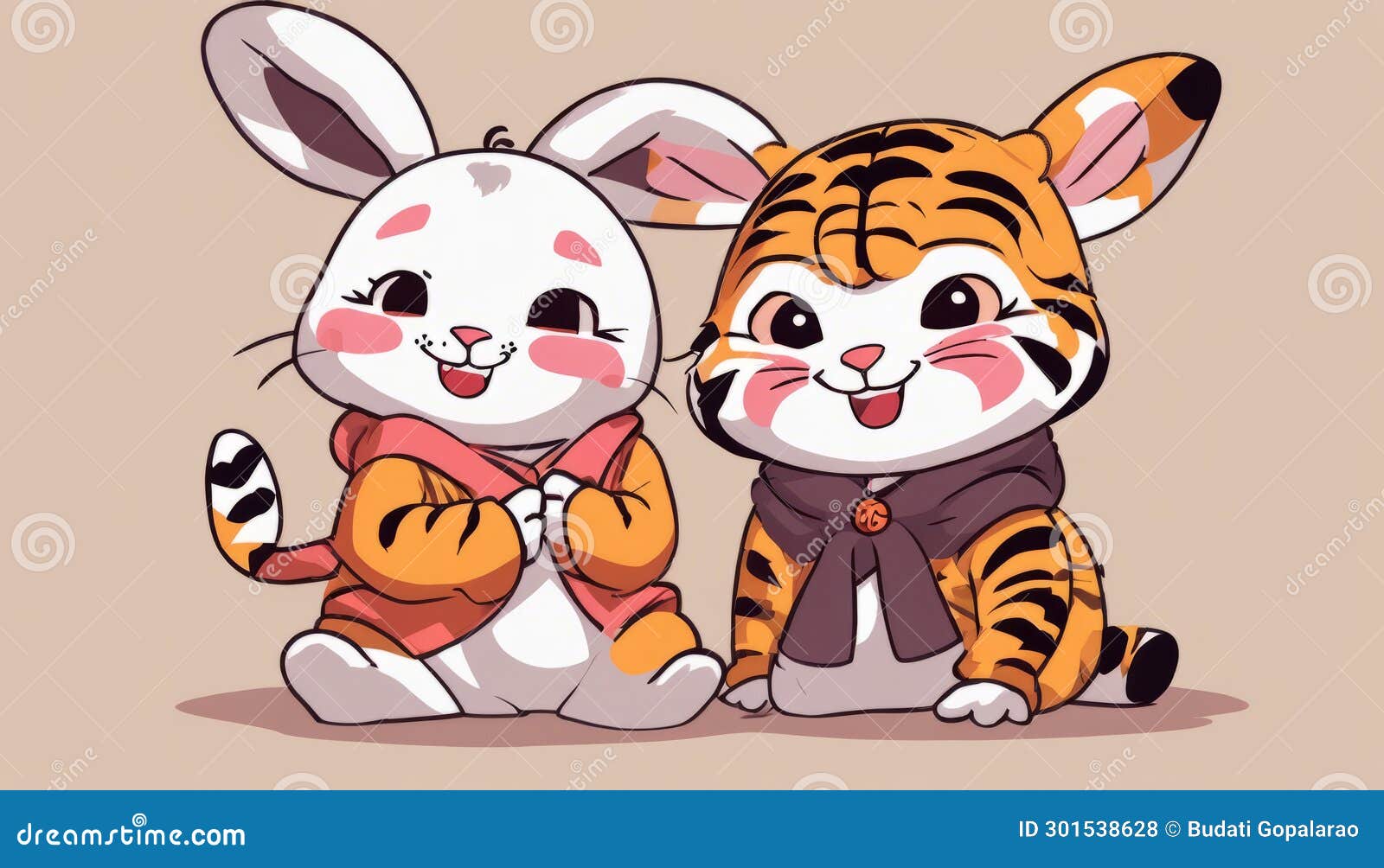 Two Cartoon Animals Wearing Clothes Stock Illustration - Illustration ...