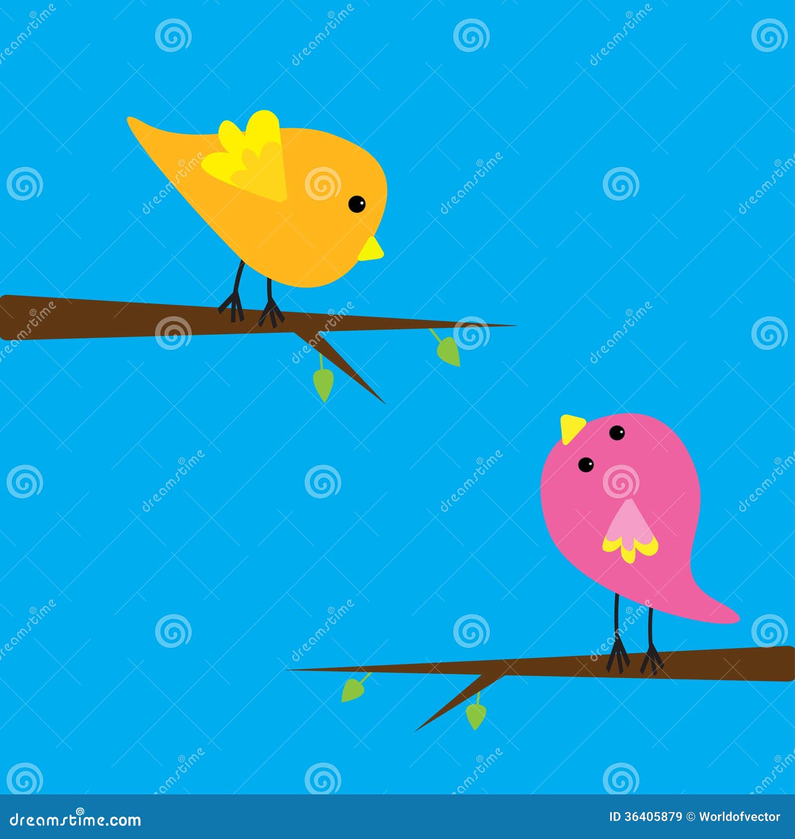 Two cartoon birds. Card stock vector. Illustration of chick - 36405879