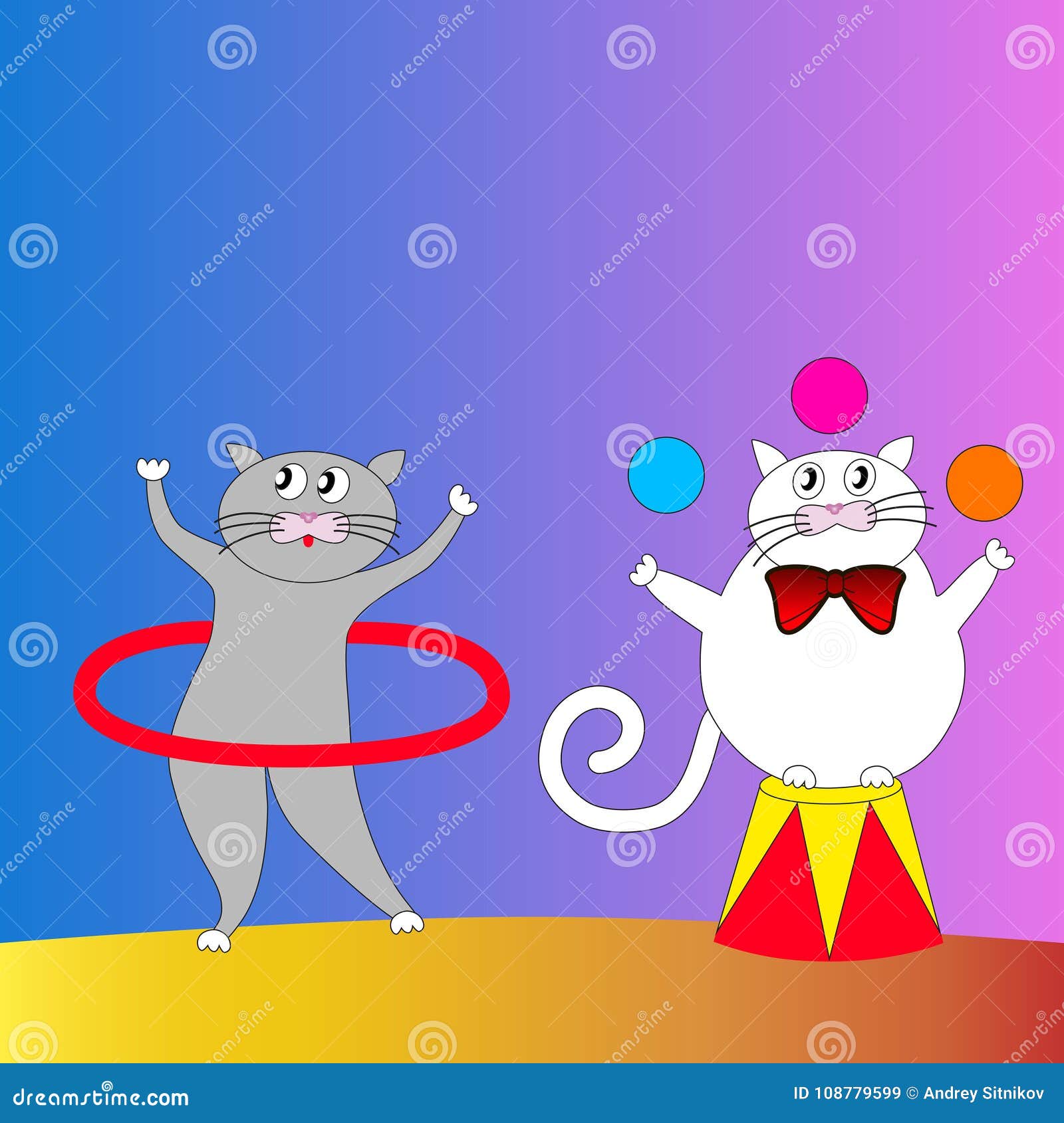 Two Cartoon Cats Performing in the Circus. Stock Vector - Illustration ...
