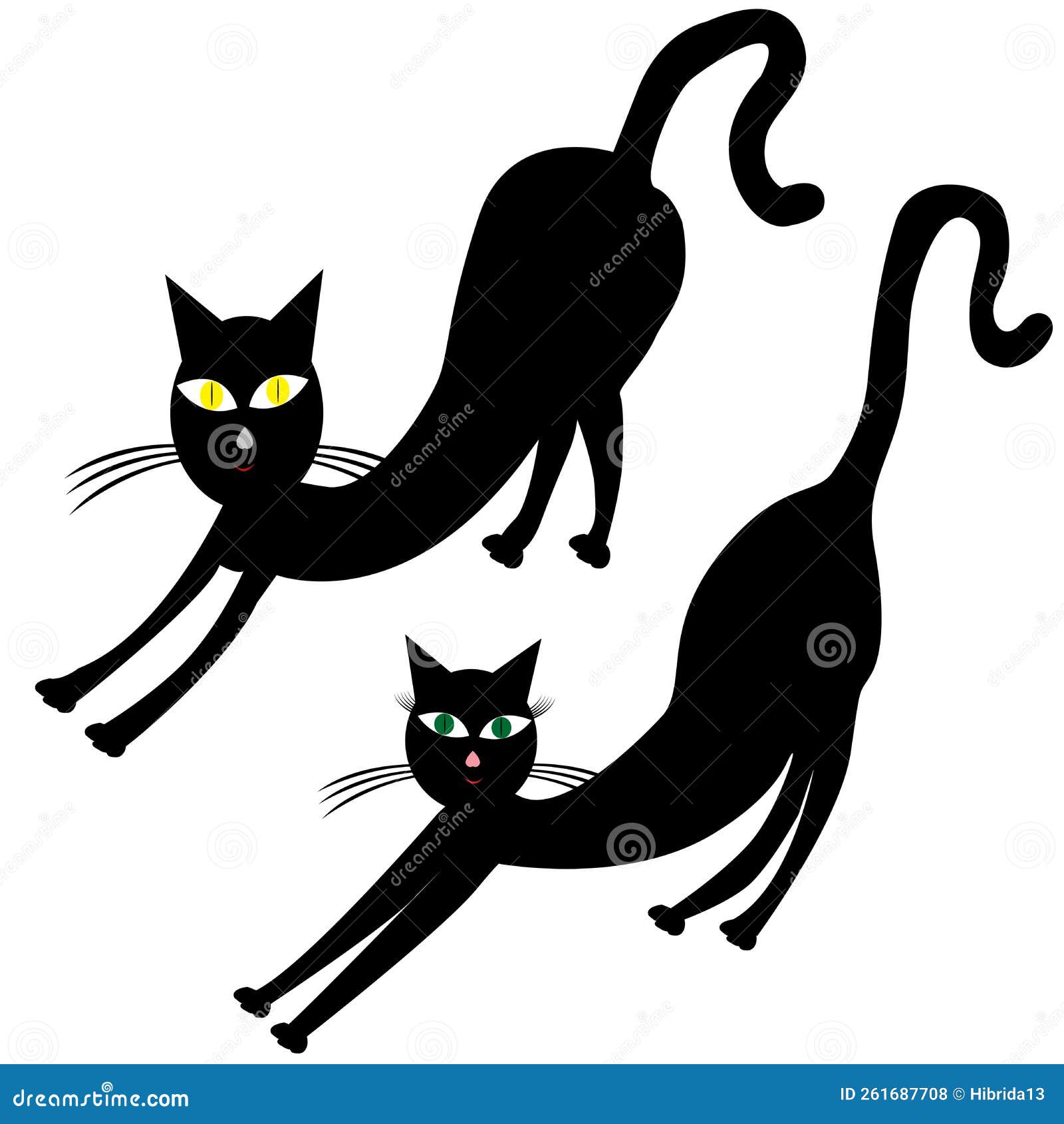 Two Cartoon Cats Stretches after Sleeping Stock Vector - Illustration ...