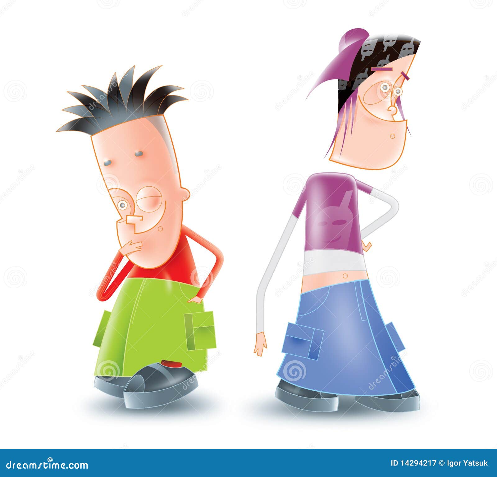 Two cartoon characters stock illustration. Illustration of fashion ...