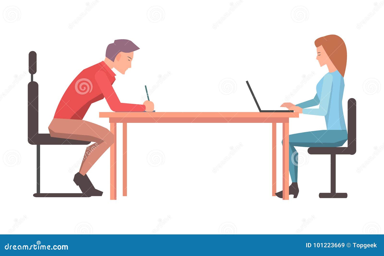 Two Character Discuss Their Project Illustration Stock Vector ...