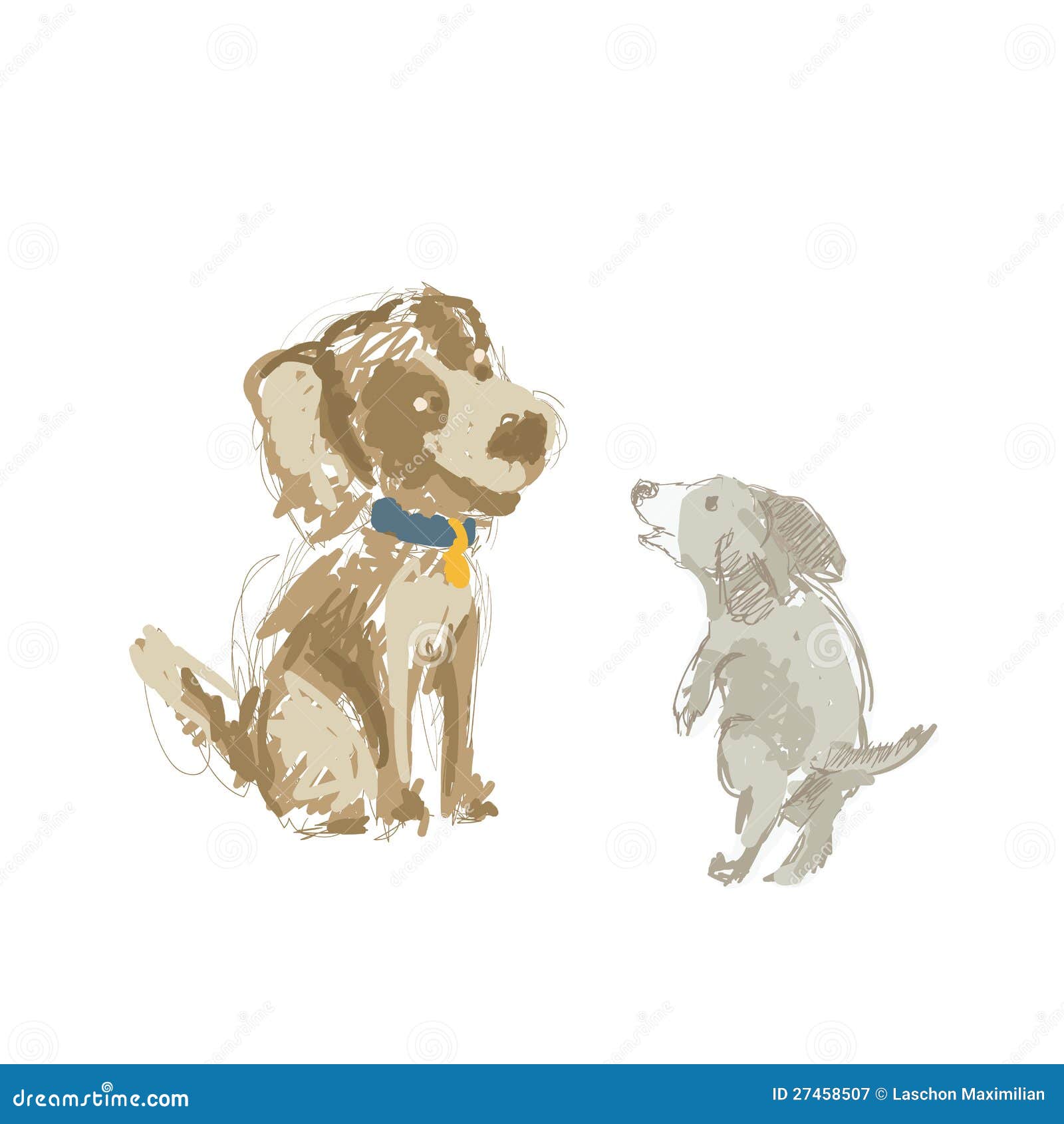 Two cartoon dog hand drawn stock vector. Illustration of puppy - 27458507
