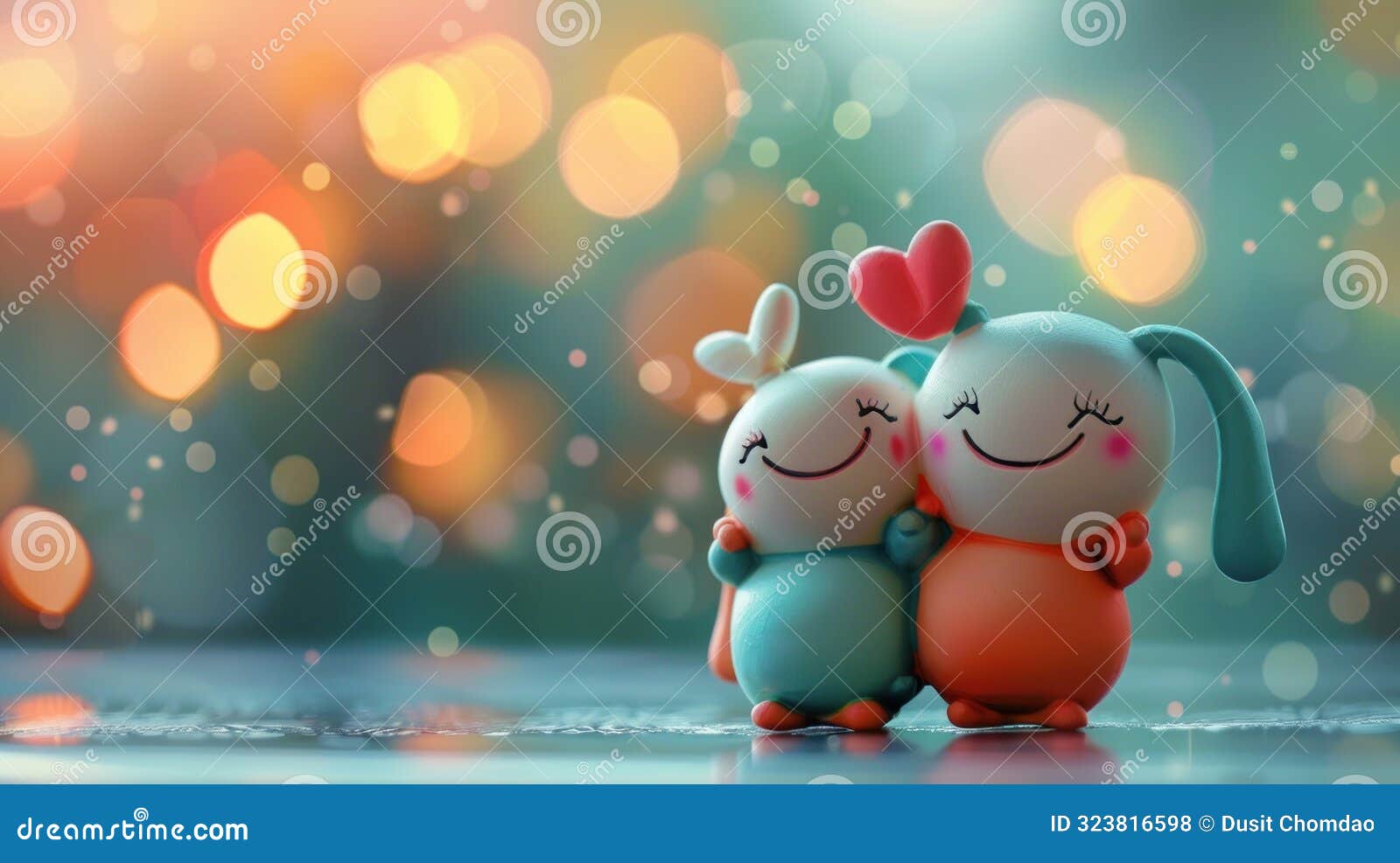 Two Cartoon Dolls Happily Embrace Each Other Stock Illustration ...