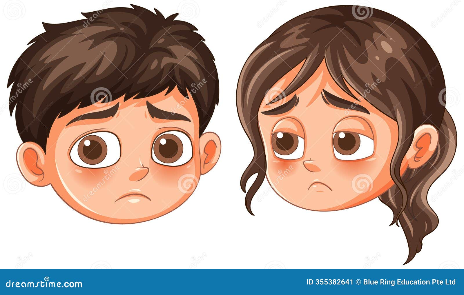 Two Cartoon Faces Expressing Sadness Stock Illustration - Illustration ...