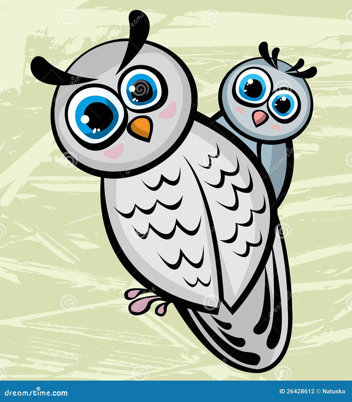 Two cartoon funny owl stock illustration. Illustration of animal - 26428612