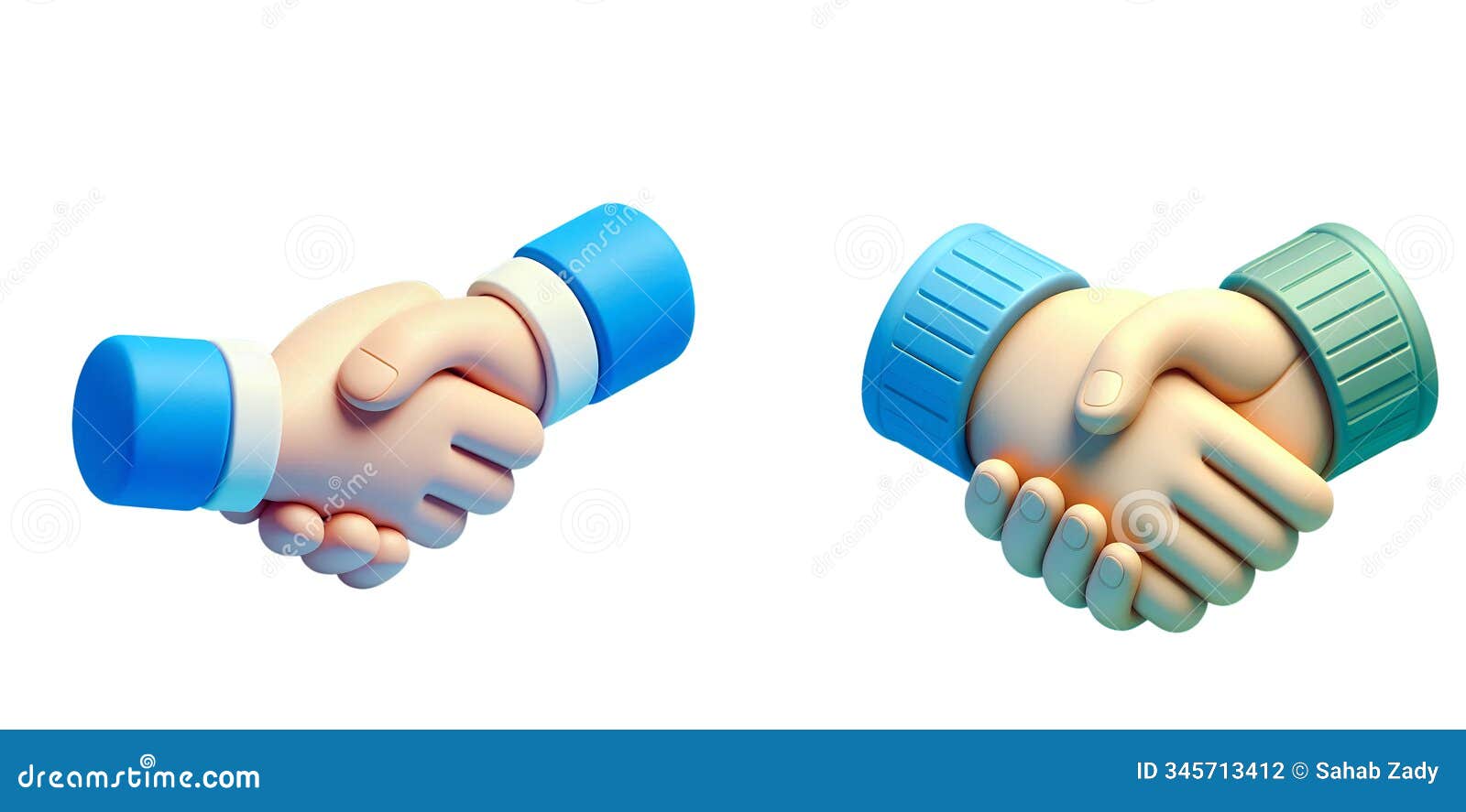 Cartoon Handshake On White Background. 3D Illustration. | CartoonDealer ...
