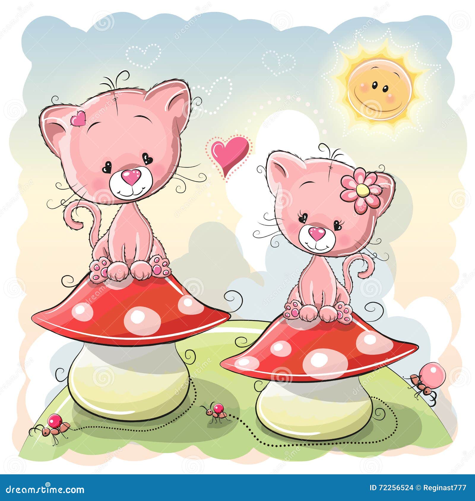 Two Cartoon Kittens Vector Illustration | CartoonDealer.com #72256524