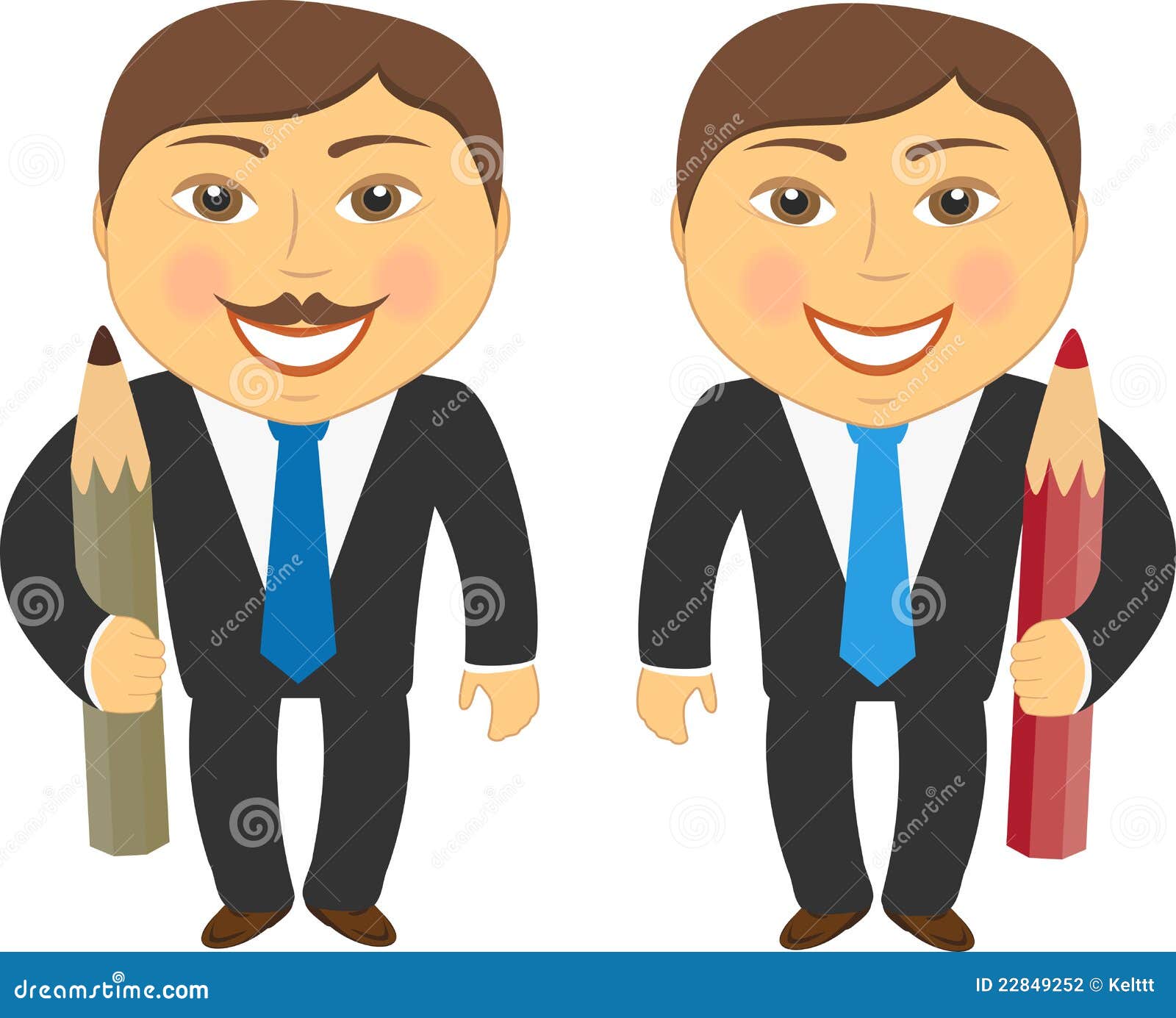 Two Cartoon Man with Pencil Stock Vector - Illustration of inspector ...