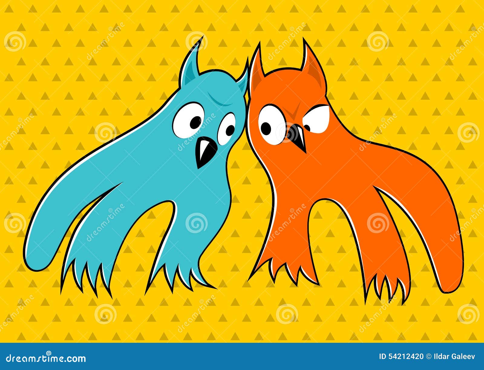 Two Cartoon Monsters Looking at Each Other Stock Vector - Illustration ...