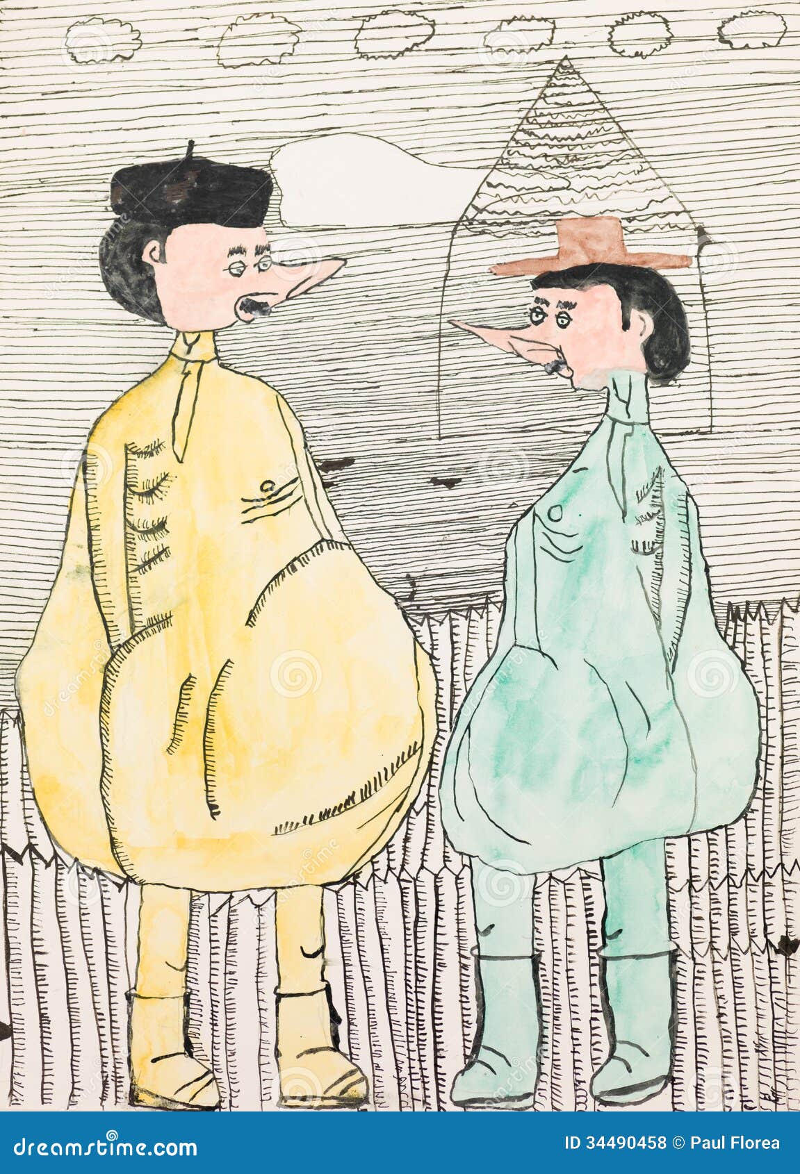 Two cartoon people talking stock illustration. Illustration of draft ...