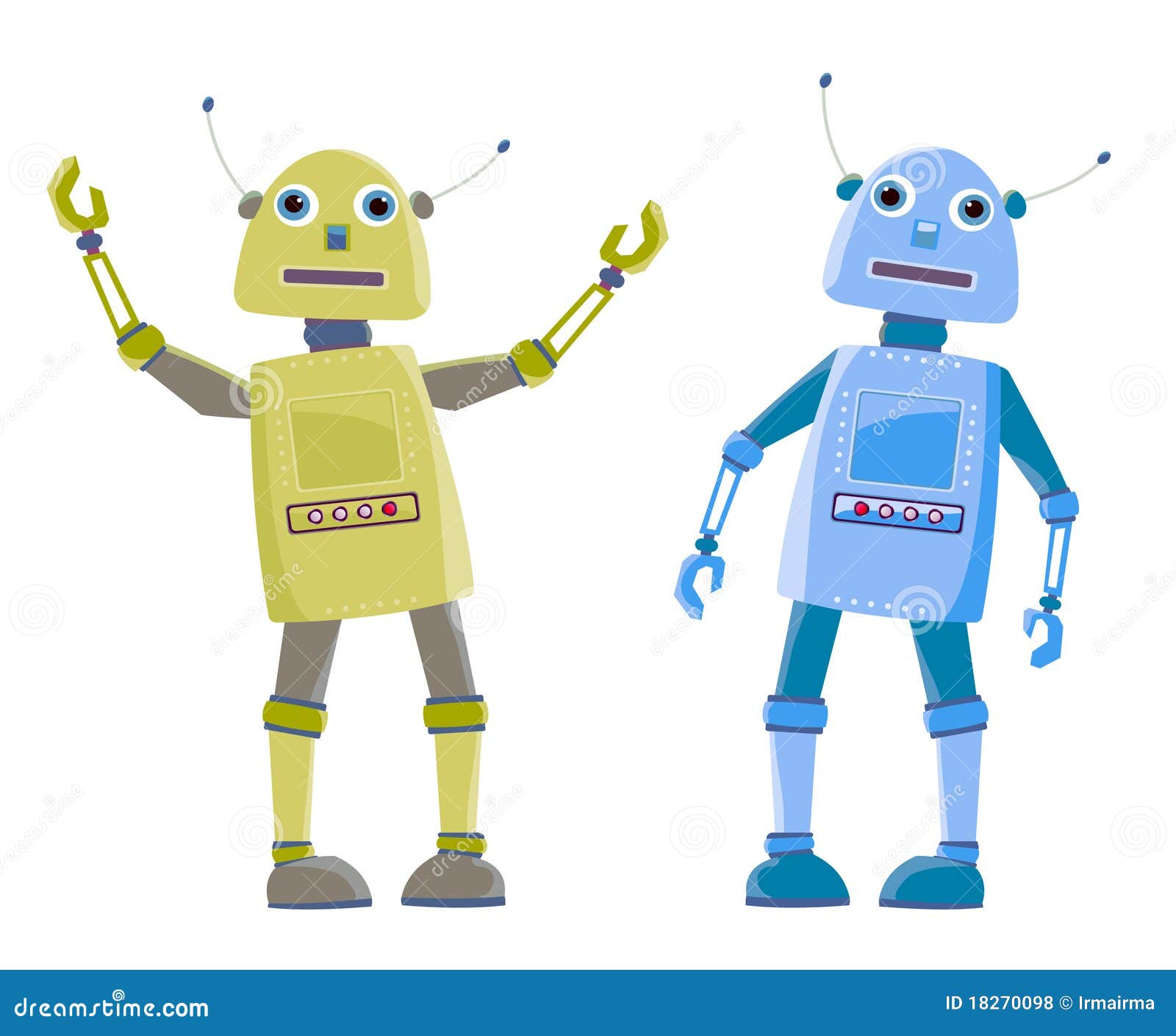 Two Cartoon Robot Royalty Free Stock Photos - Image: 18270098