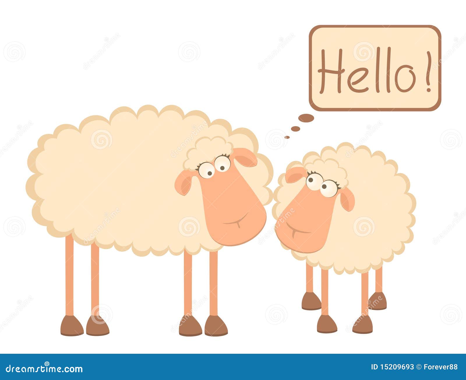 Two cartoon smiling sheep stock vector. Illustration of cheerful - 15209693