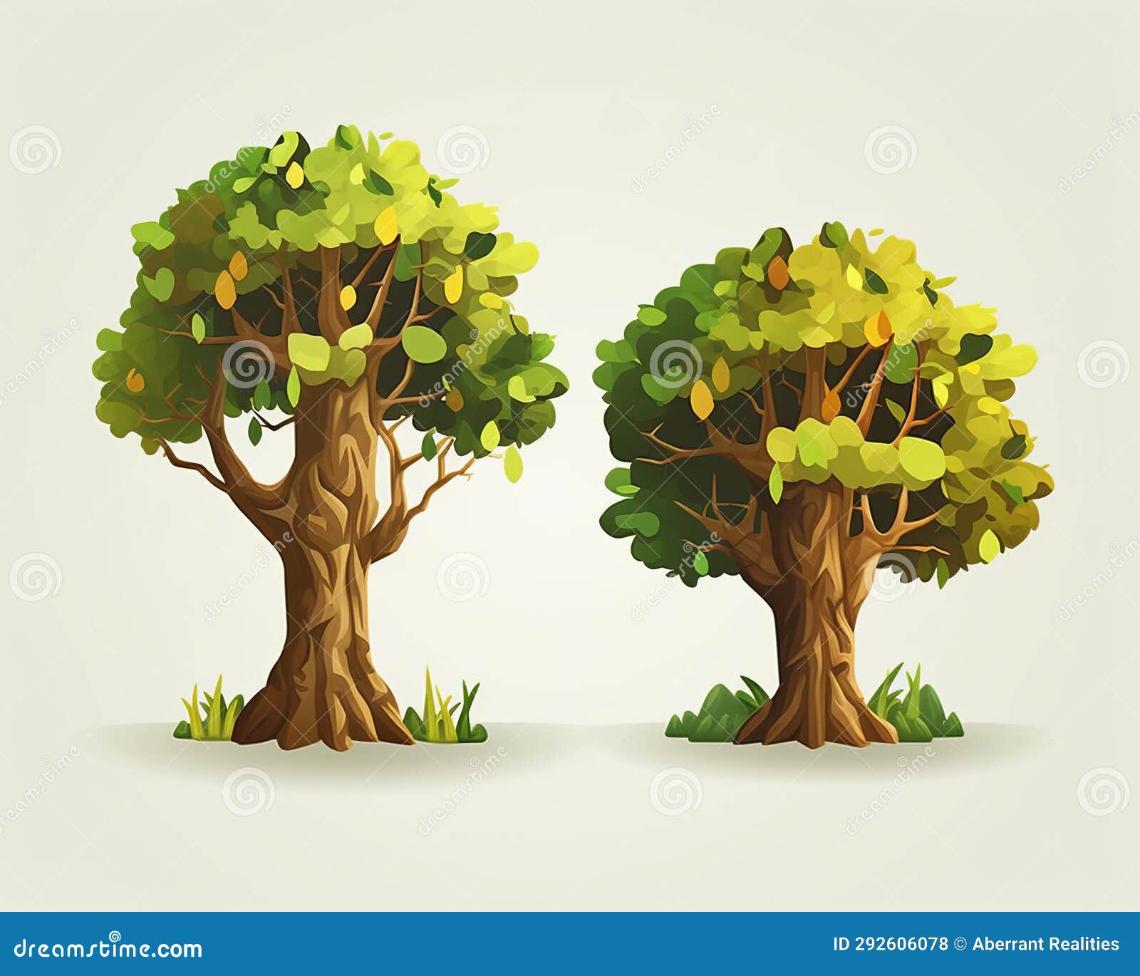 Two Cartoon Trees on a White Background Stock Illustration ...