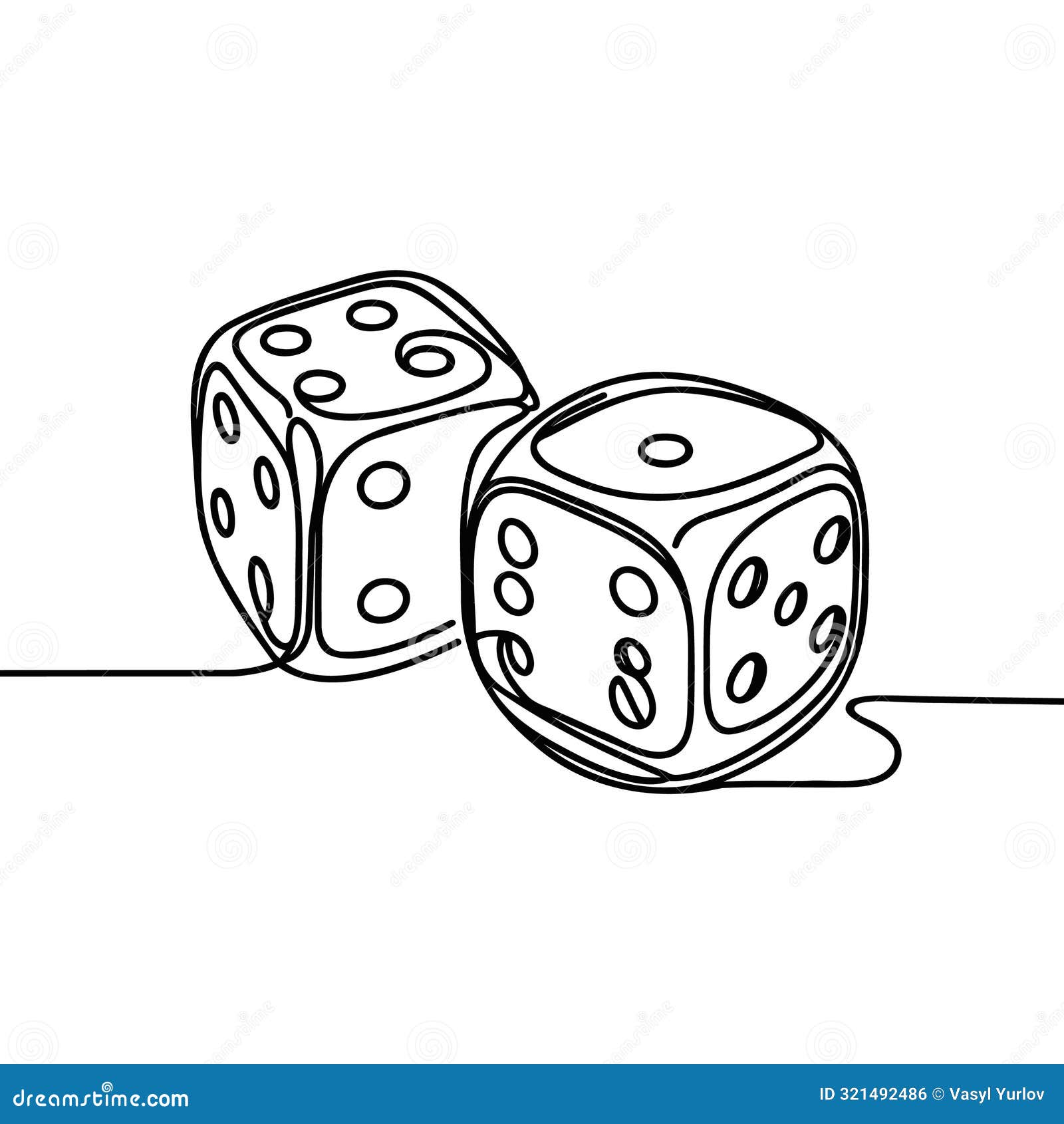 Two Casino Dices. Continuous One Line Drawing Style. Vector ...