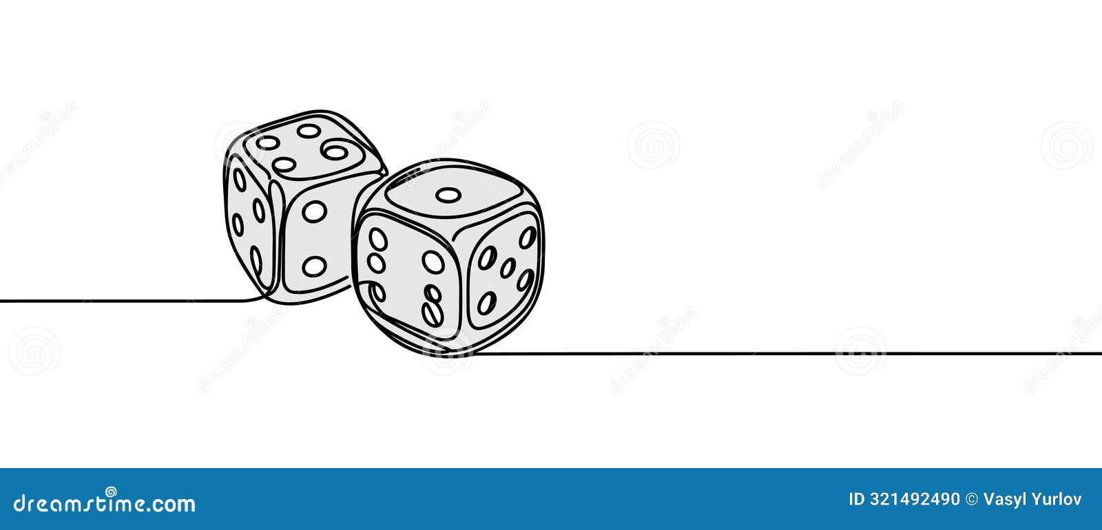 Two Casino Dices. Continuous One Line Drawing Style. Vector ...