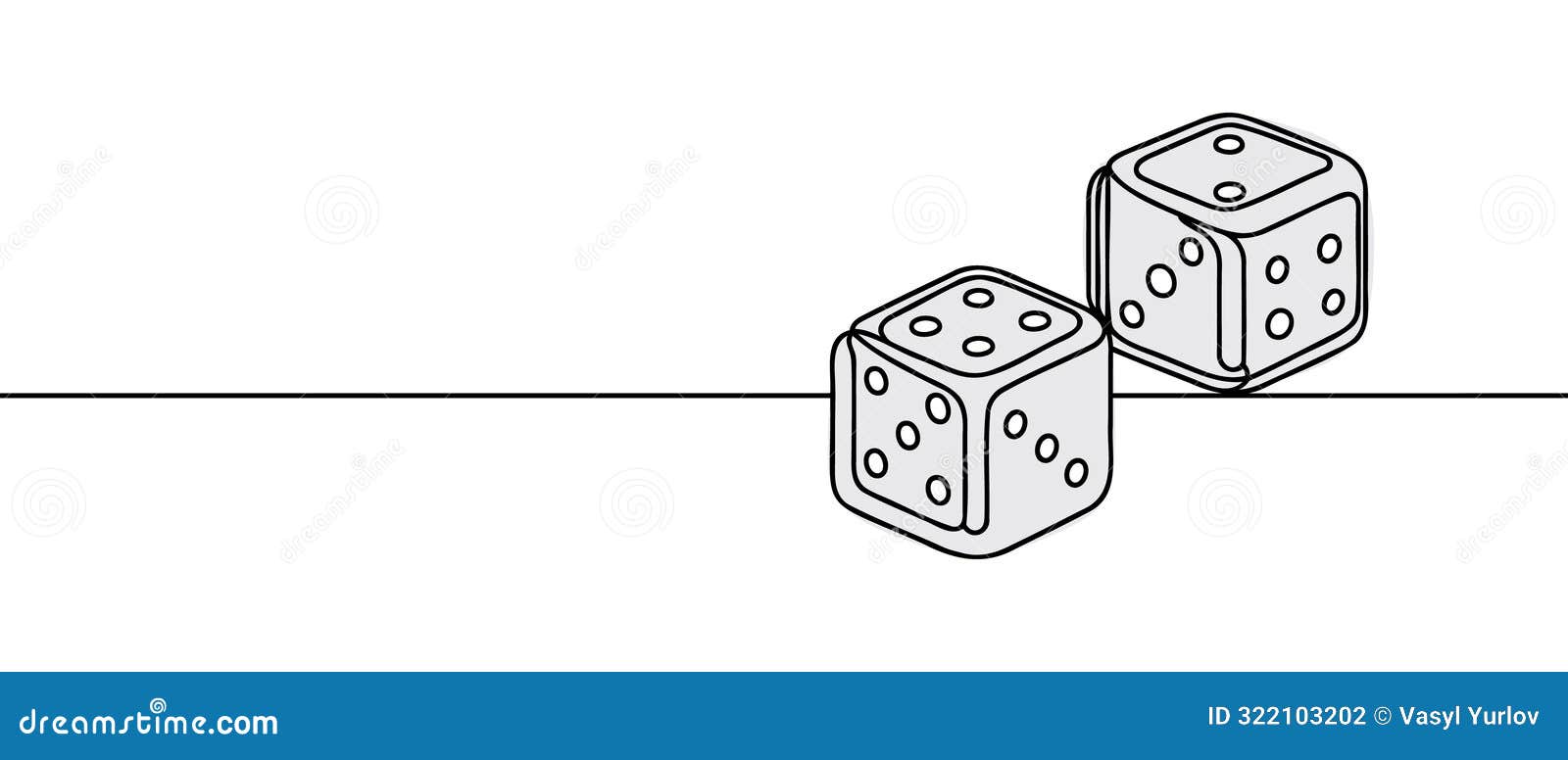 Two Casino Dices. Continuous One Line Drawing Style. Vector ...