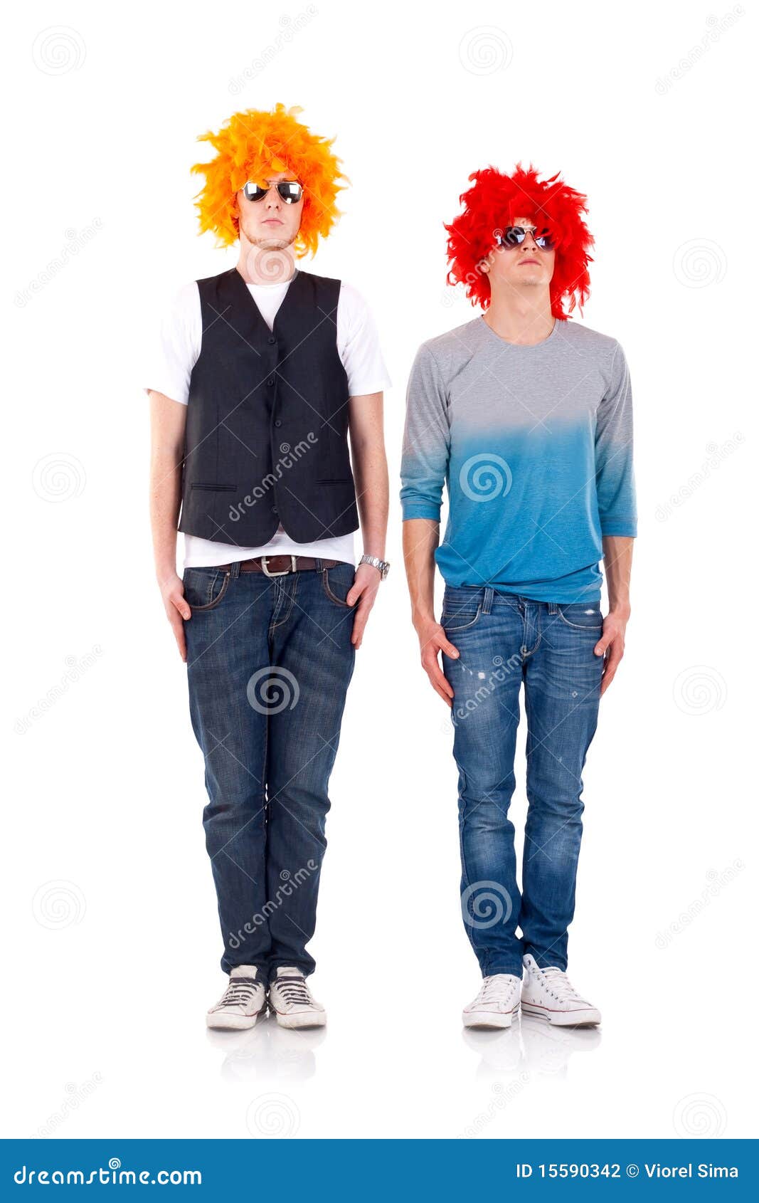 Two Casual Men Standing Serious Stock Photo - Image of white, looking ...