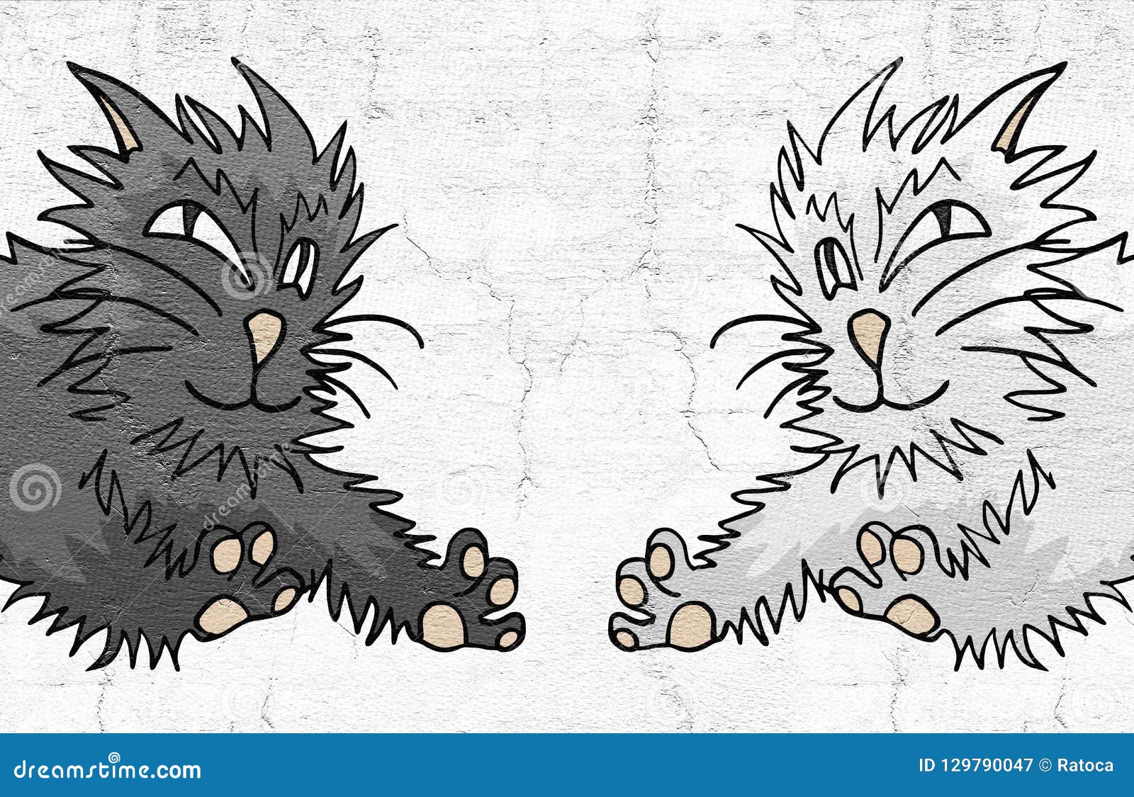 Two cats stock illustration. Illustration of shape, isolated - 129790047