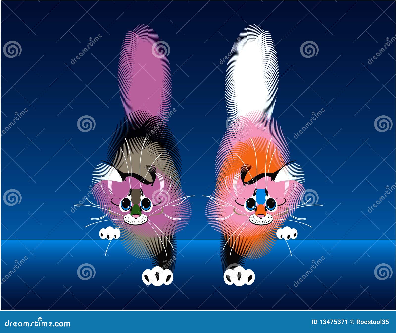 Two cats stock vector. Illustration of postcard, spring - 13475371