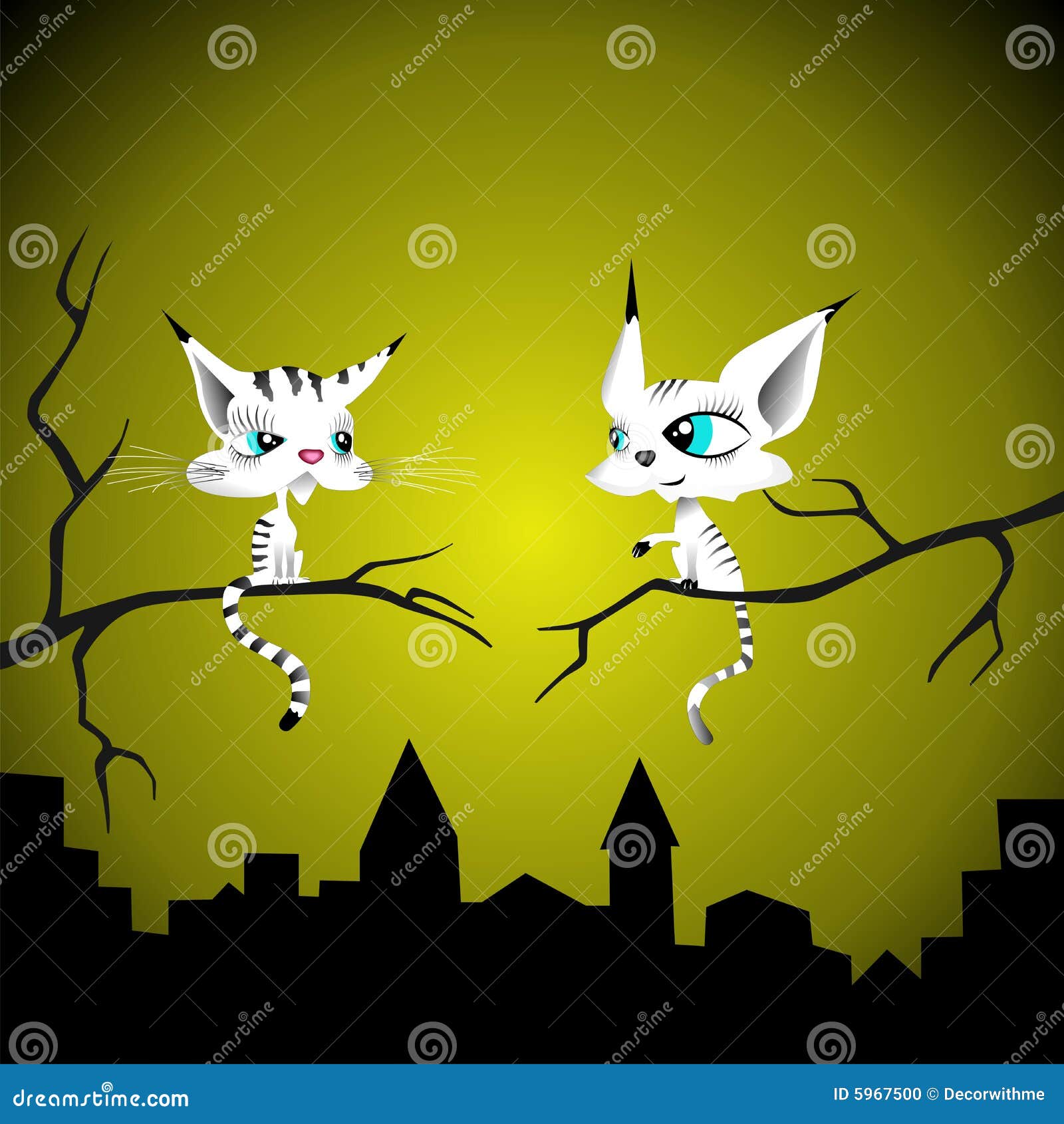 Two cats stock vector. Illustration of happiness, colors - 5967500