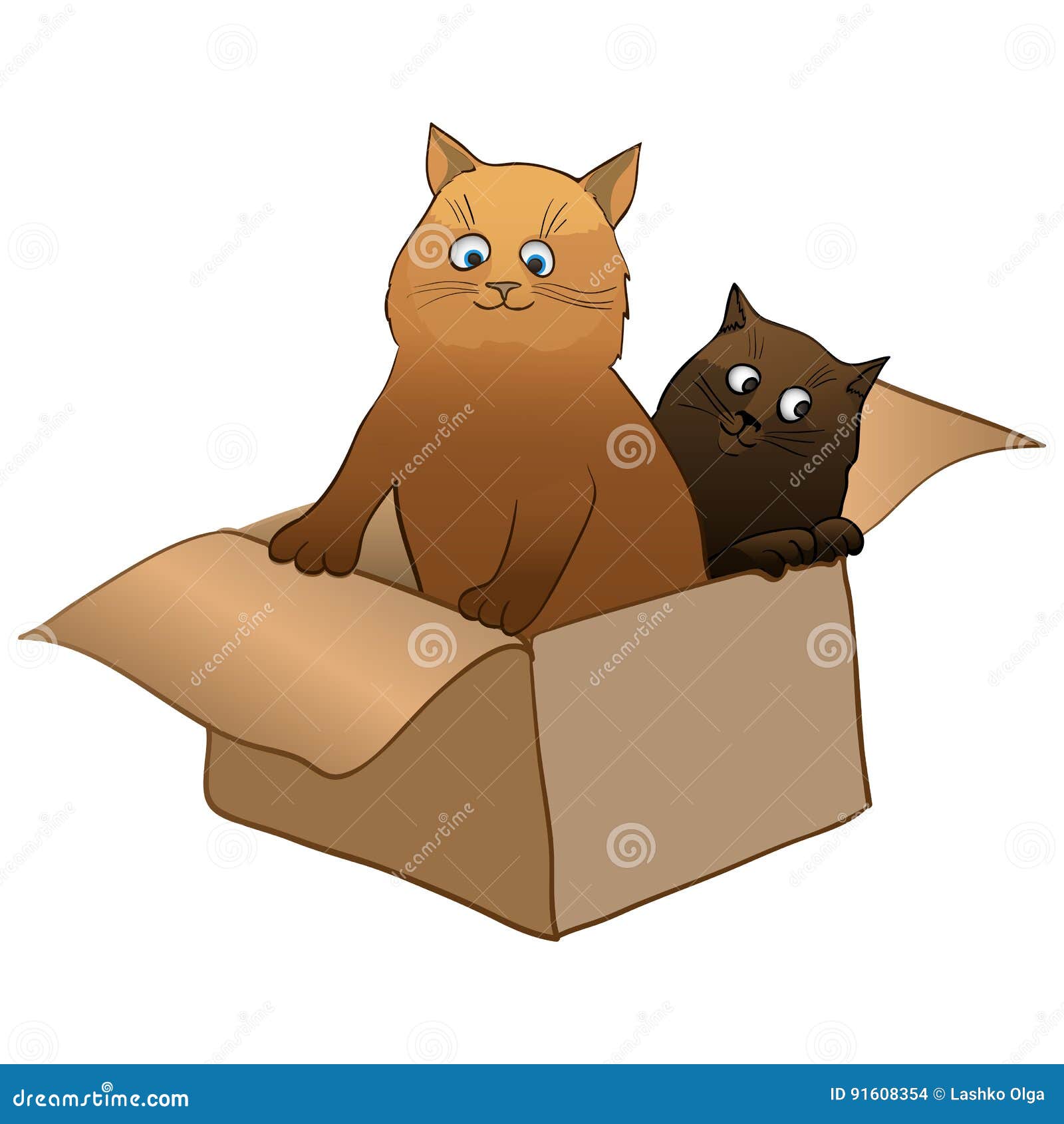 Two cats in the box stock vector. Illustration of silhouette - 91608354