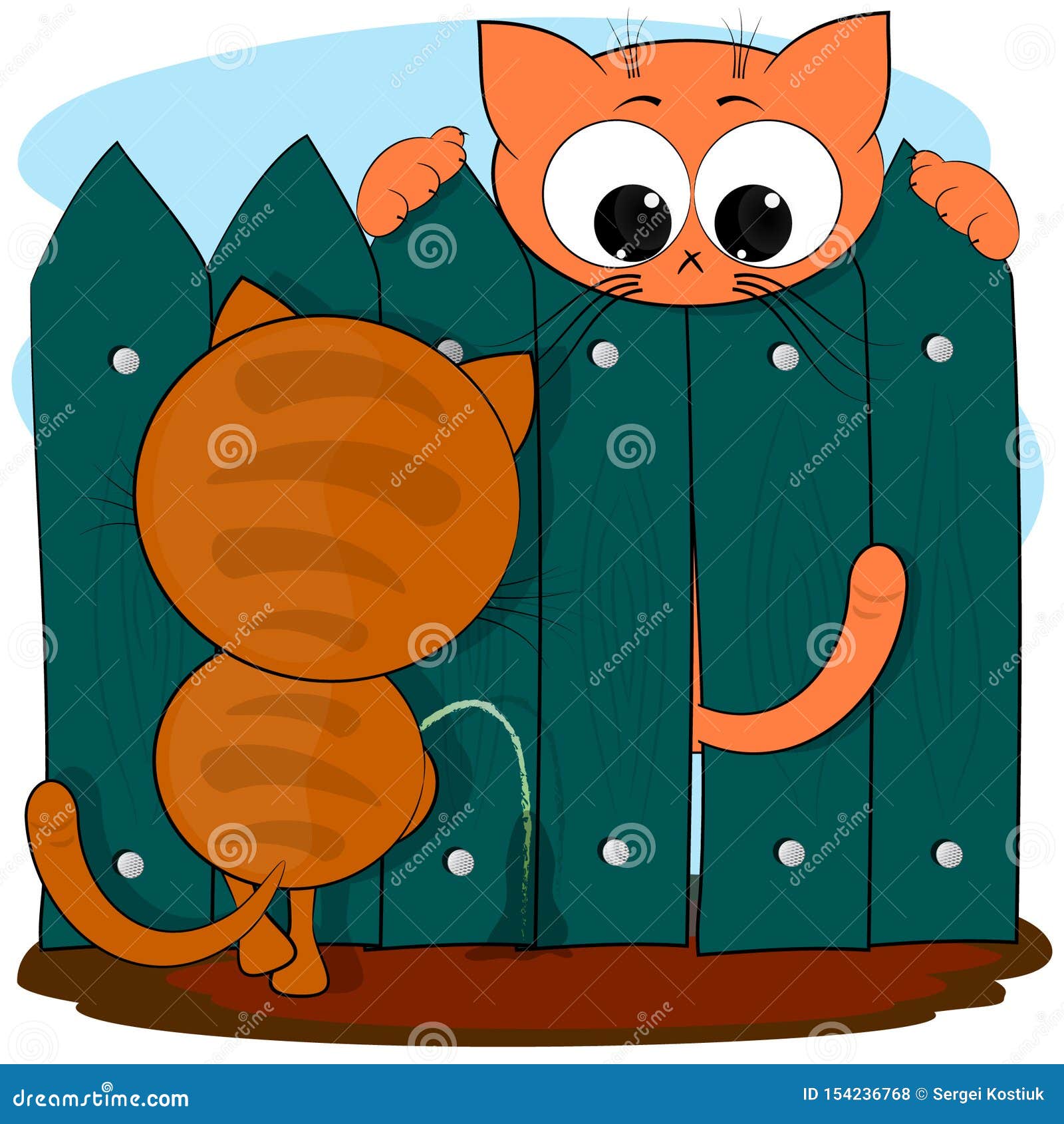 Two Cats. Cartoon Comic Vector Illustration. Stock Vector ...