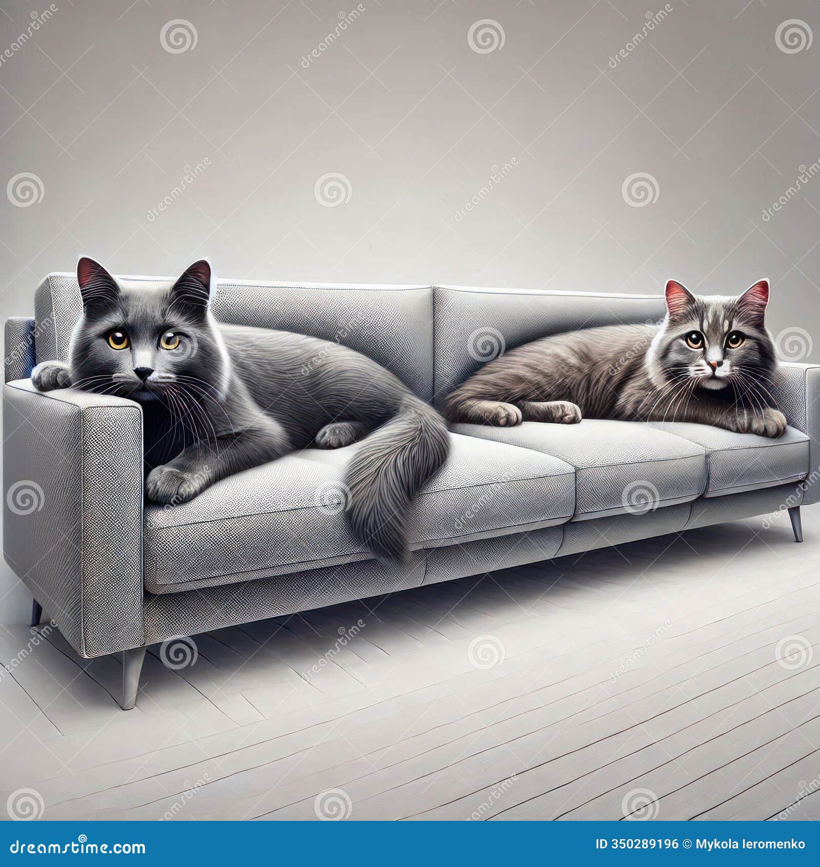 Two cats on the couch. stock photo. Image of couch, pair - 350289196