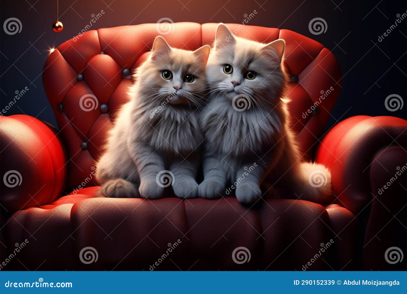 Two Cats Cuddle on a Sofa, Holding a Heart Stock Illustration ...