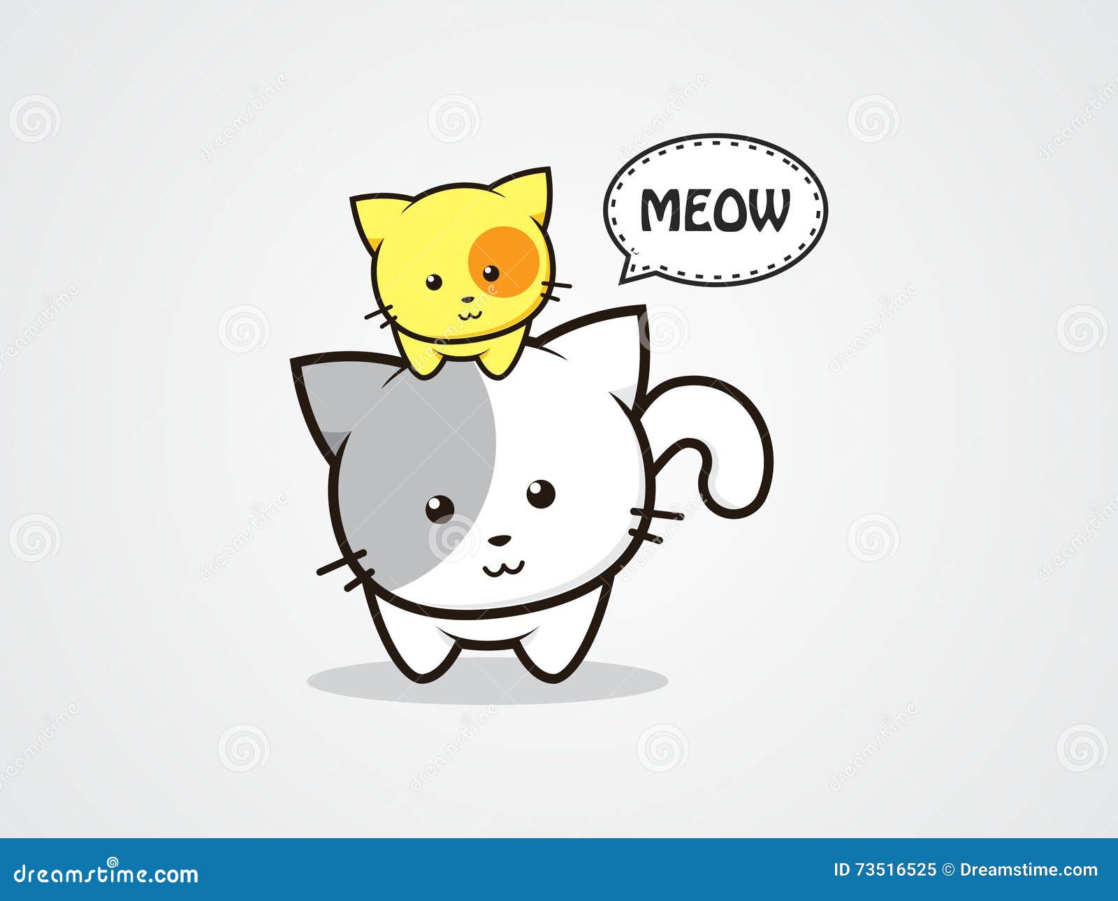 Two cats cute stock illustration. Illustration of yellow - 73516525