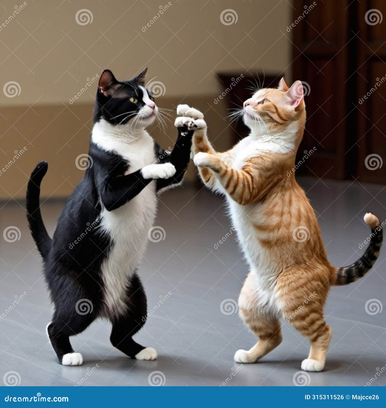 Two Cats Dancing Abstract Animals, AI Generated Image Stock ...