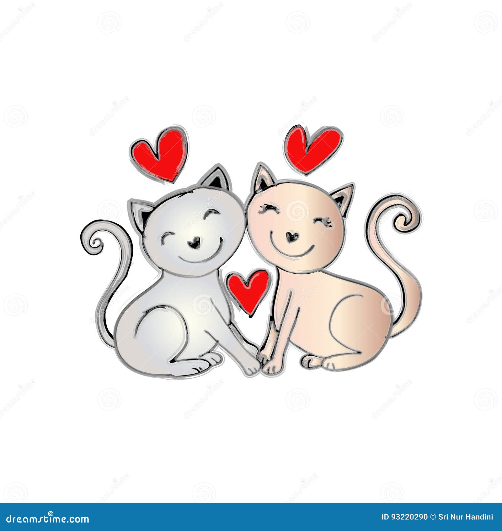 Cats Falling In Love. (vector) | CartoonDealer.com #63696809