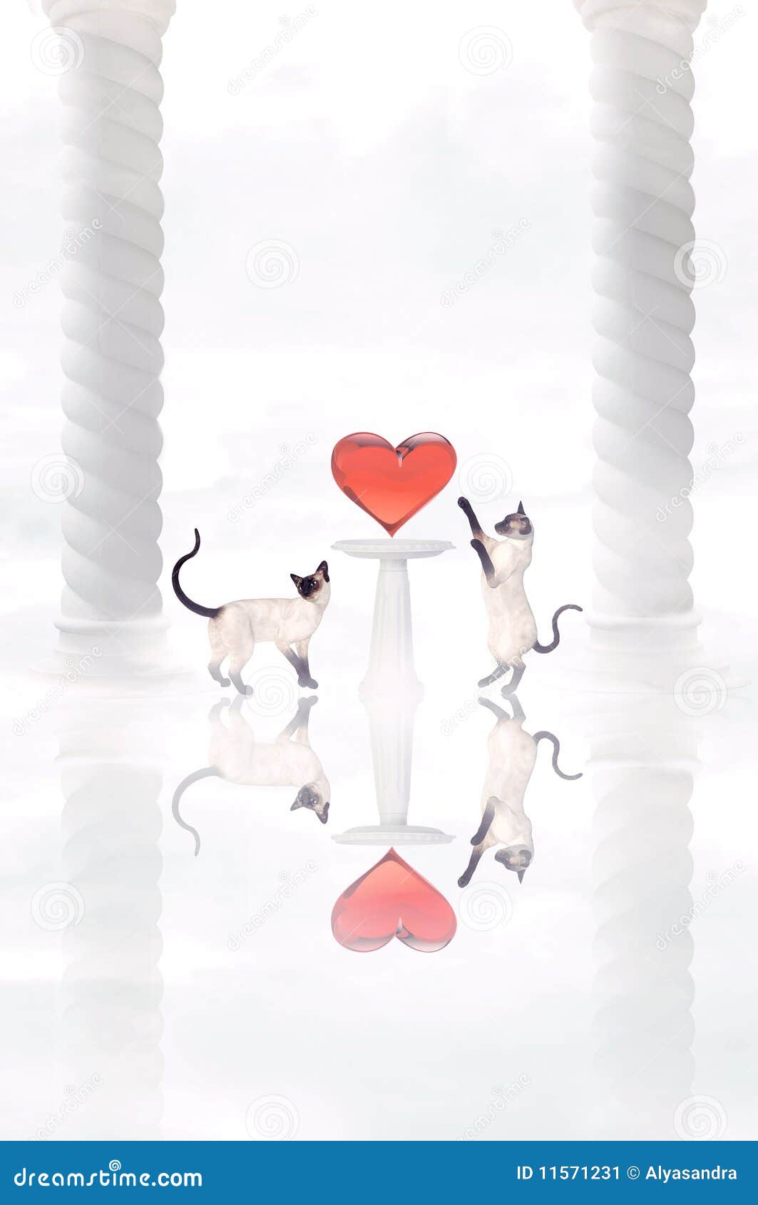 Two cats and heart stock illustration. Illustration of fairy - 11571231
