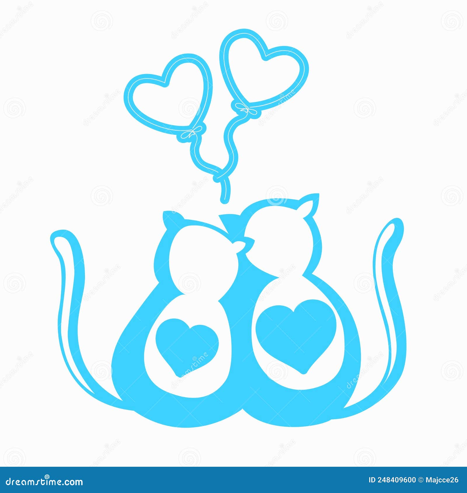 Two Cats with Hearts Symbol Love Romance Stock Photo - Image of symbol ...