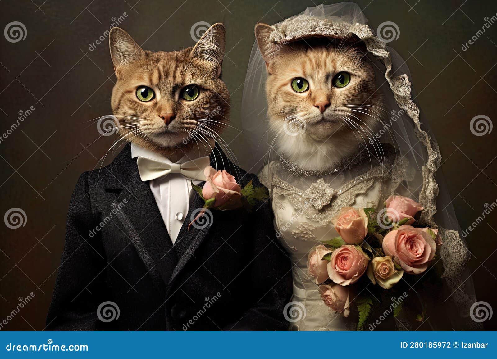Two Cats Just Married Illustration Generative Ai Stock Illustration ...