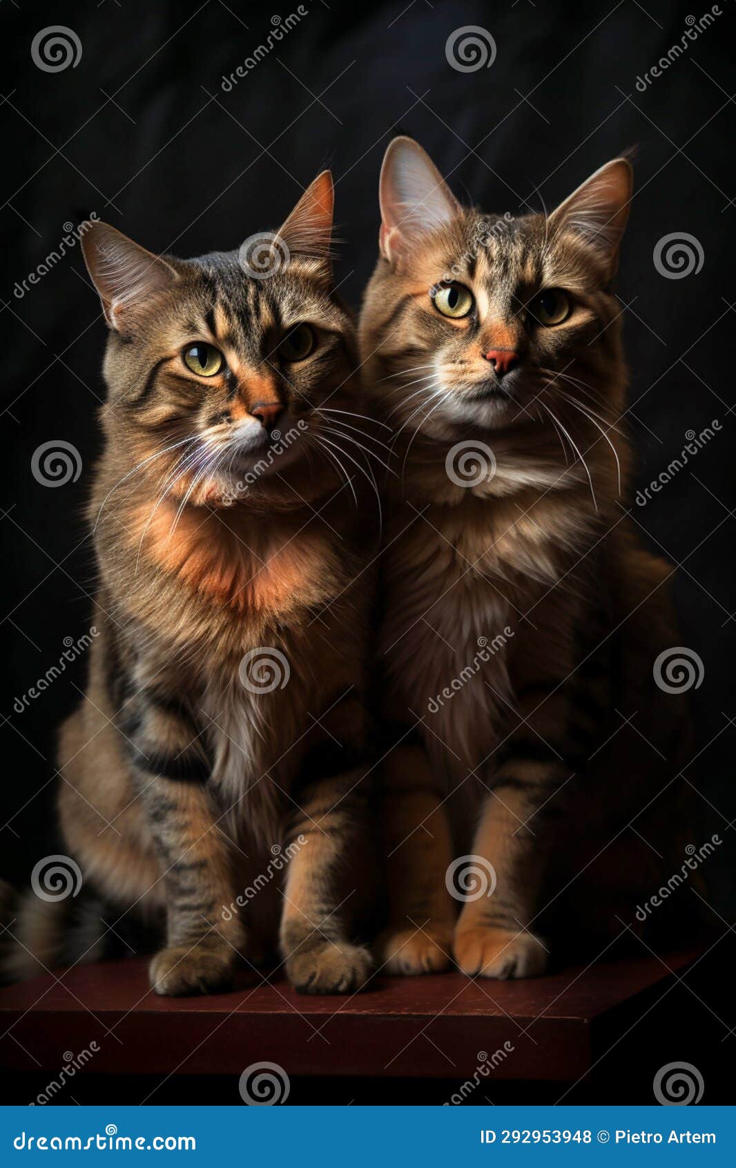 Two Cats Leaning Against Each Other on a Black Background Stock Photo ...