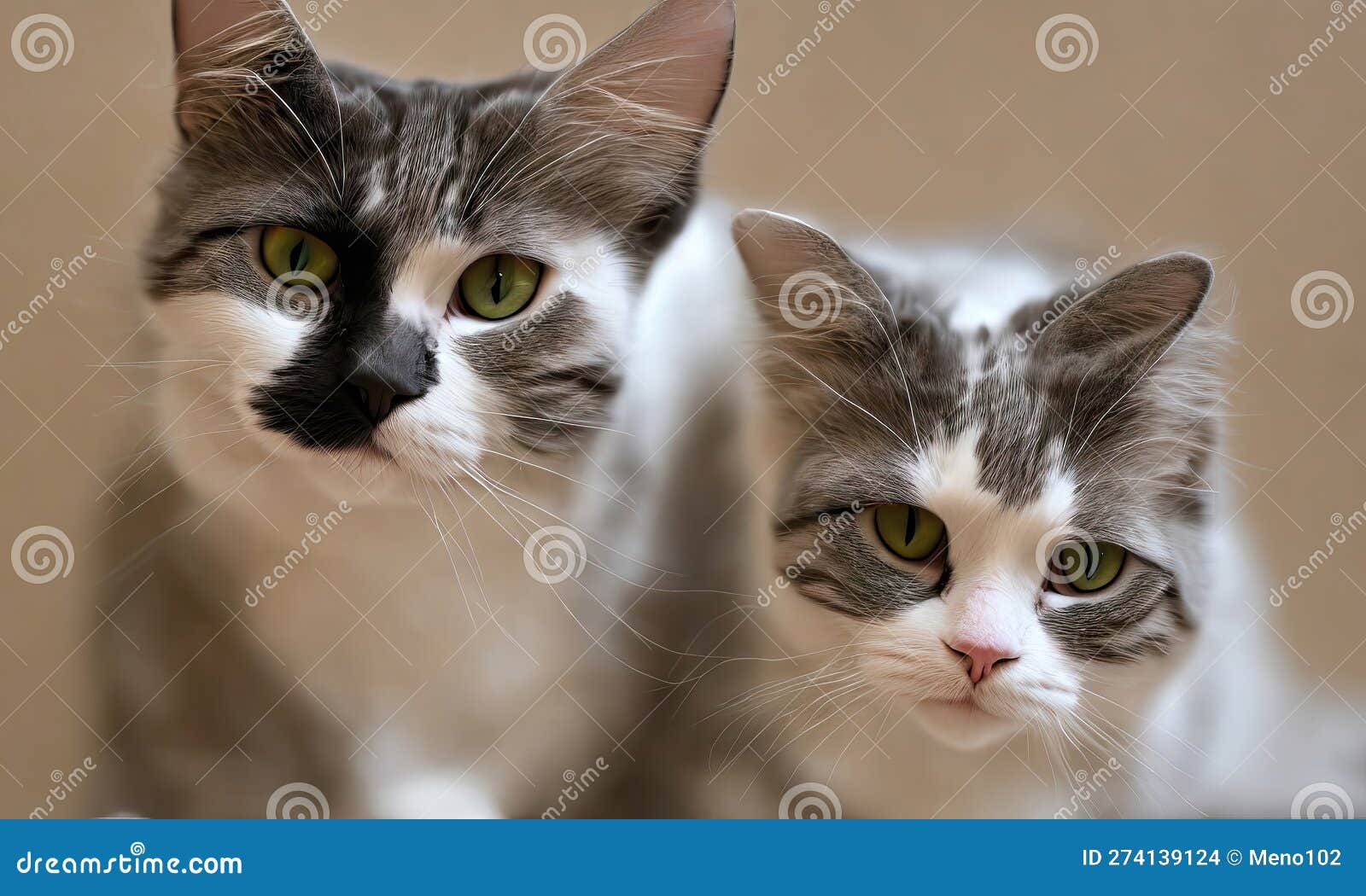 Two Cats Looking at Each Other in Front of a Mirror Stock Illustration ...