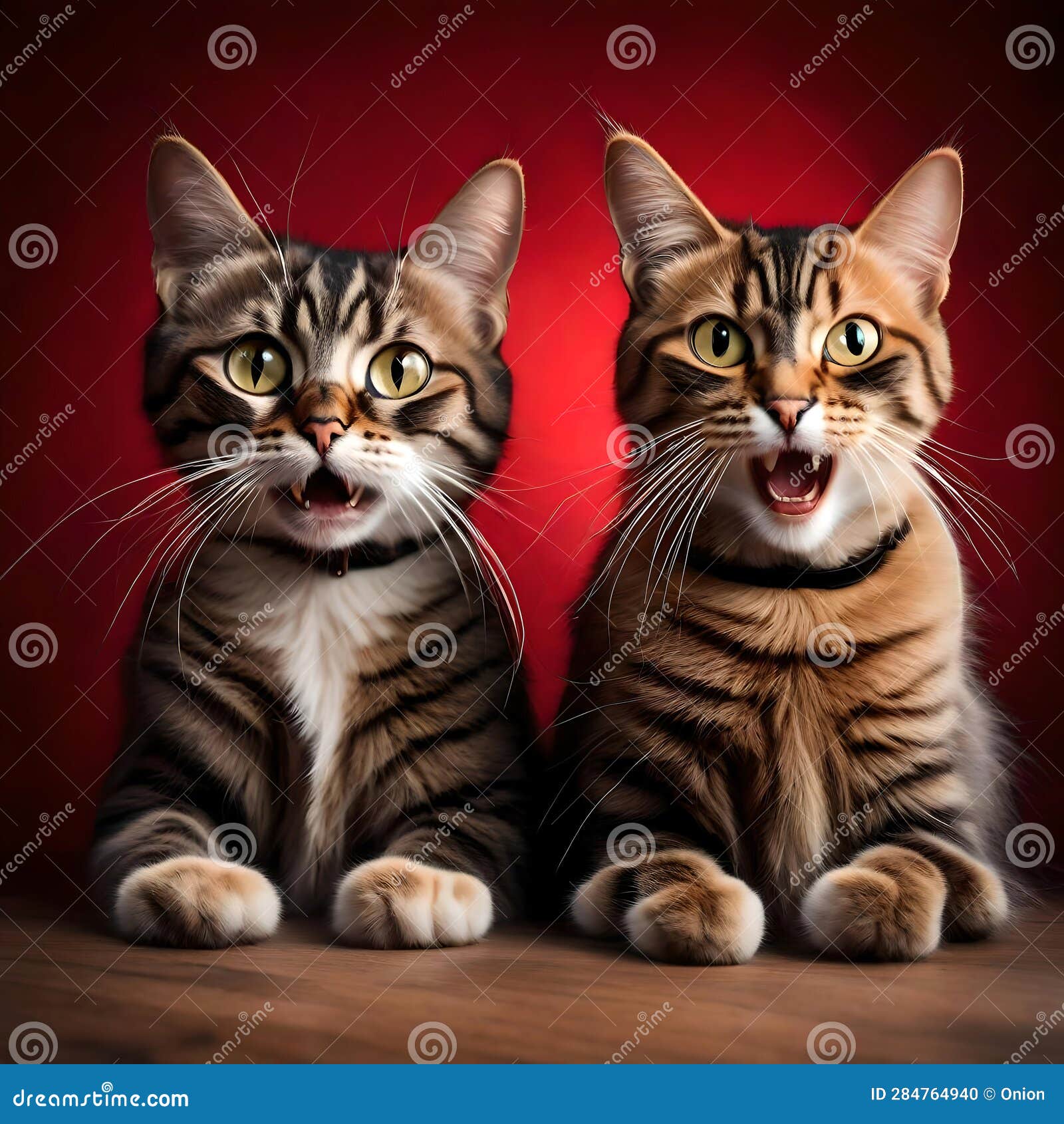 Two Cats Looking Surprised - Ai Generated Image Stock Illustration ...