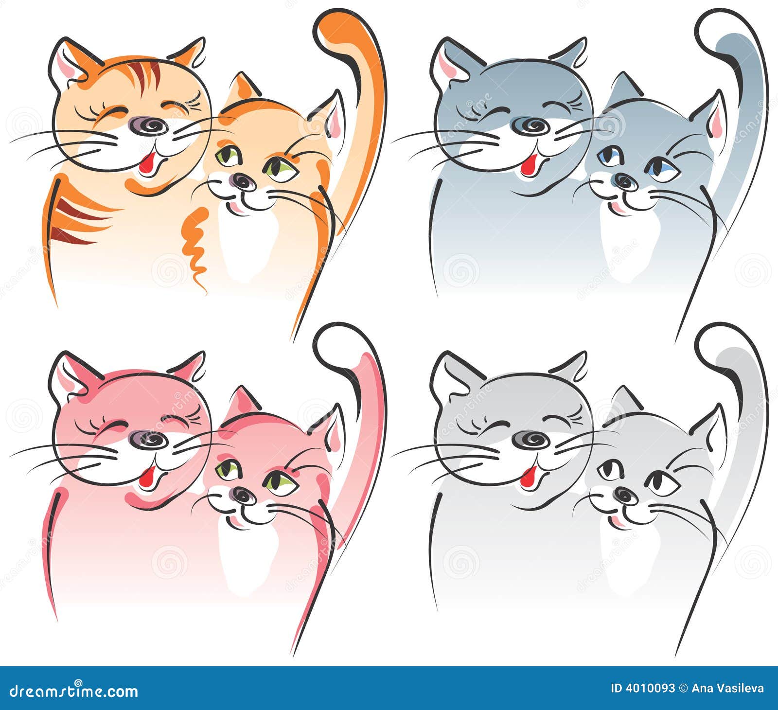 Two Cats in Love. Artistic Vec Stock Vector - Illustration of elegance ...