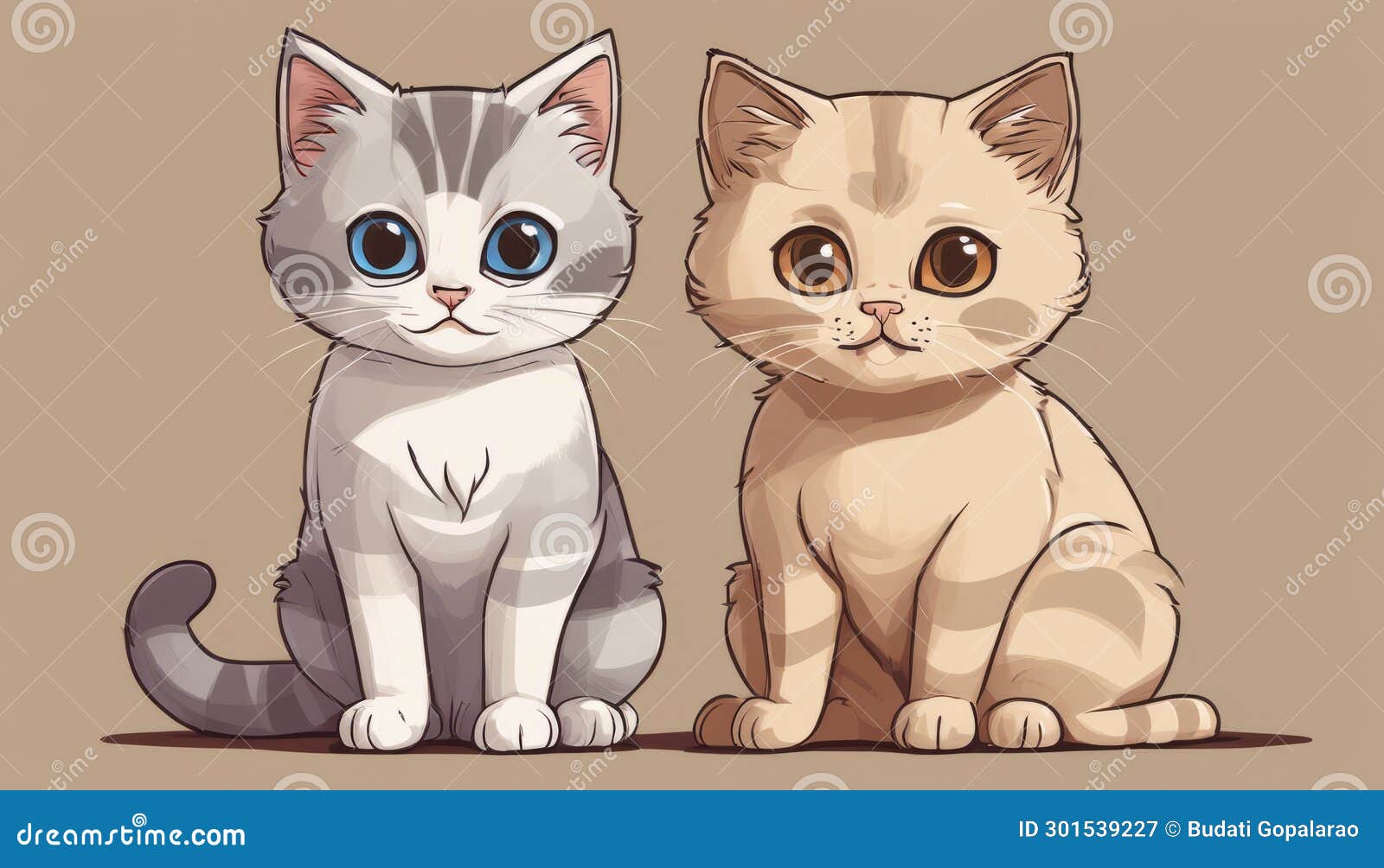 Two Cats Sitting Next To Each Other Stock Illustration - Illustration ...