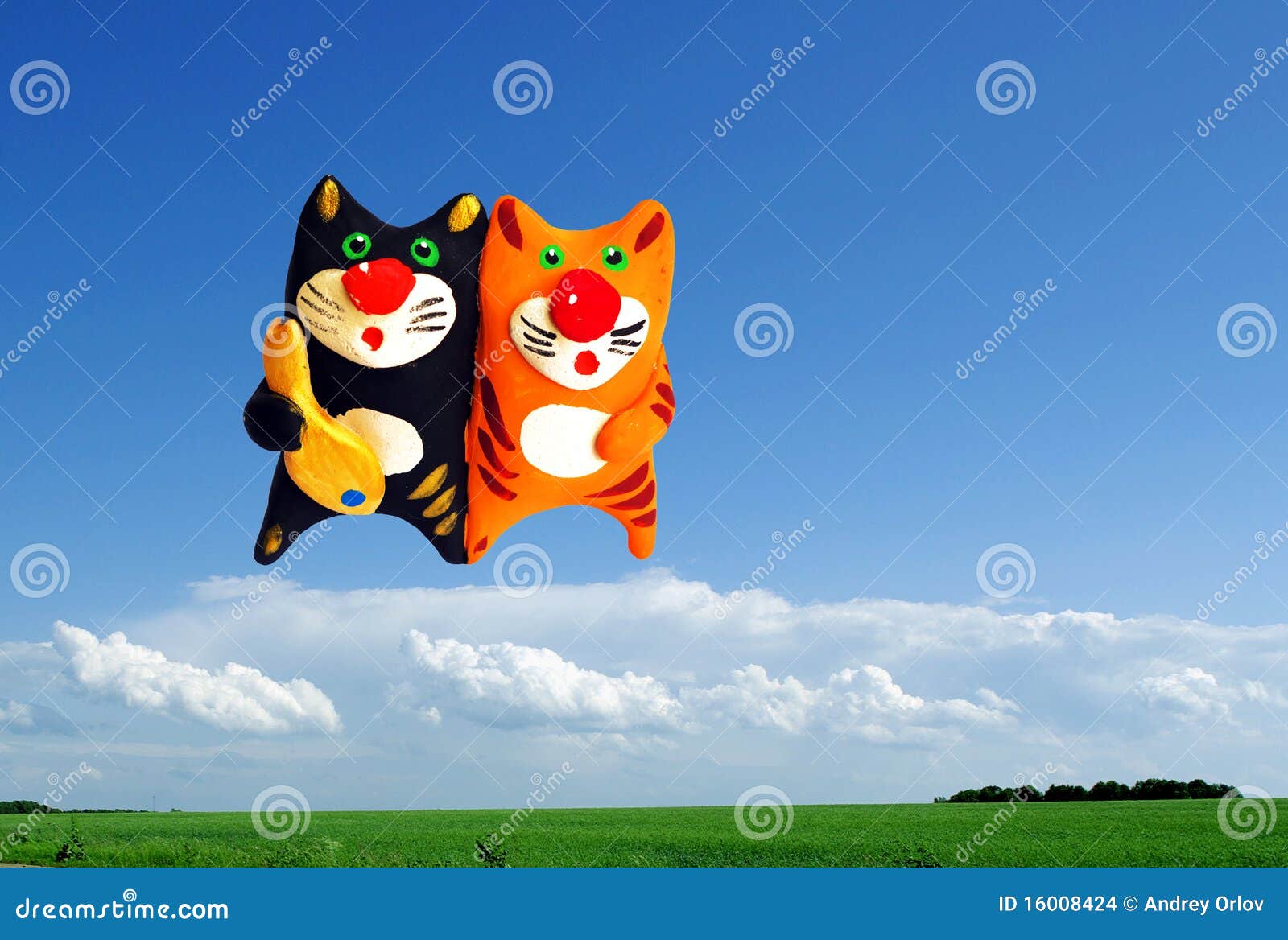 Two cats in the sky stock photo. Image of year, photographs - 16008424