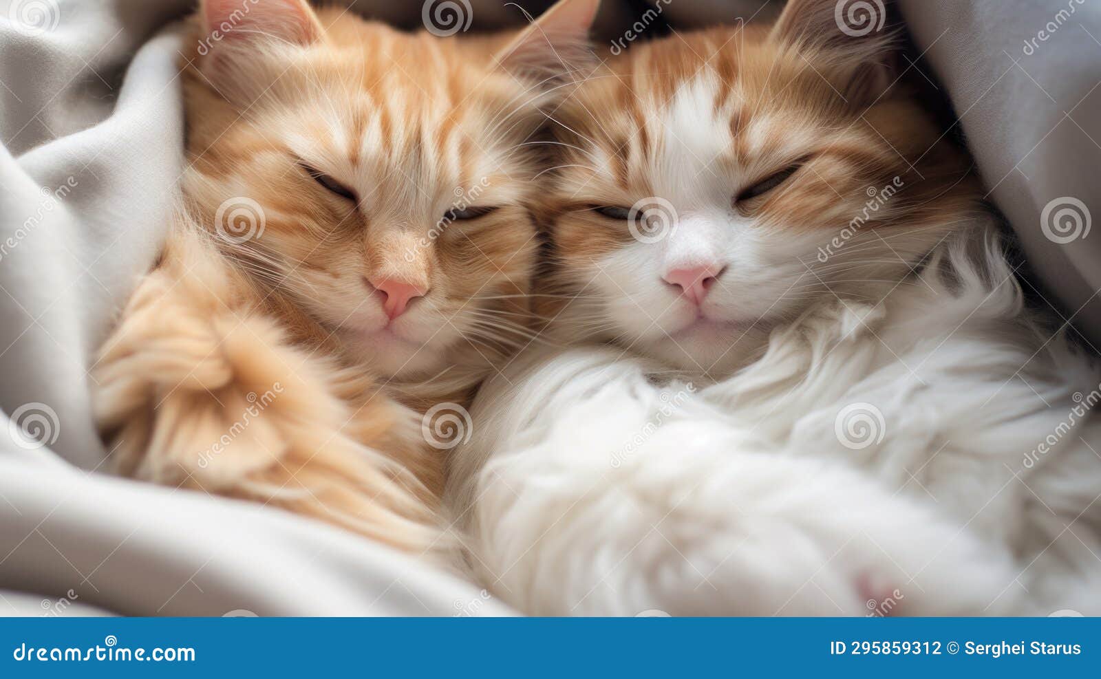 Two Cats are Sleeping Together on a Blanket, AI Stock Photo - Image of ...
