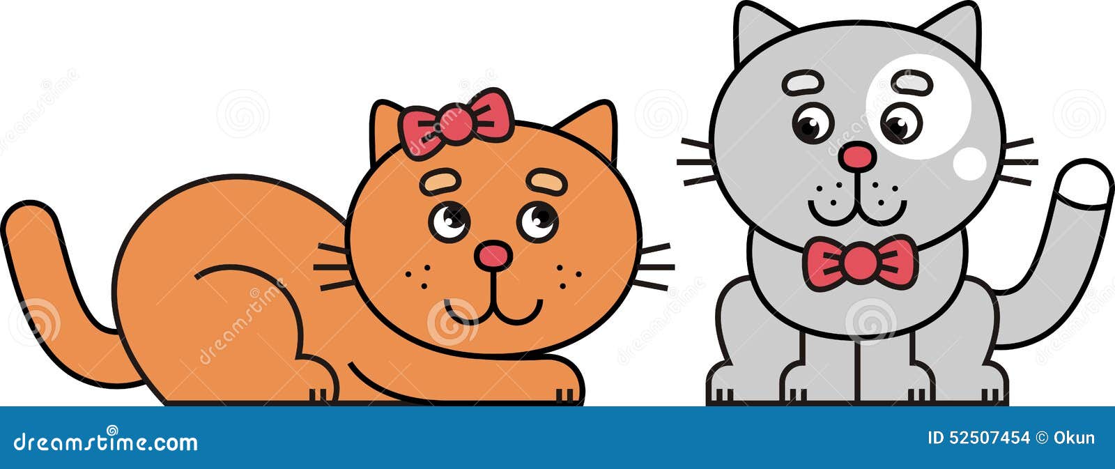 Two cats stock vector. Illustration of decorative, cute - 52507454